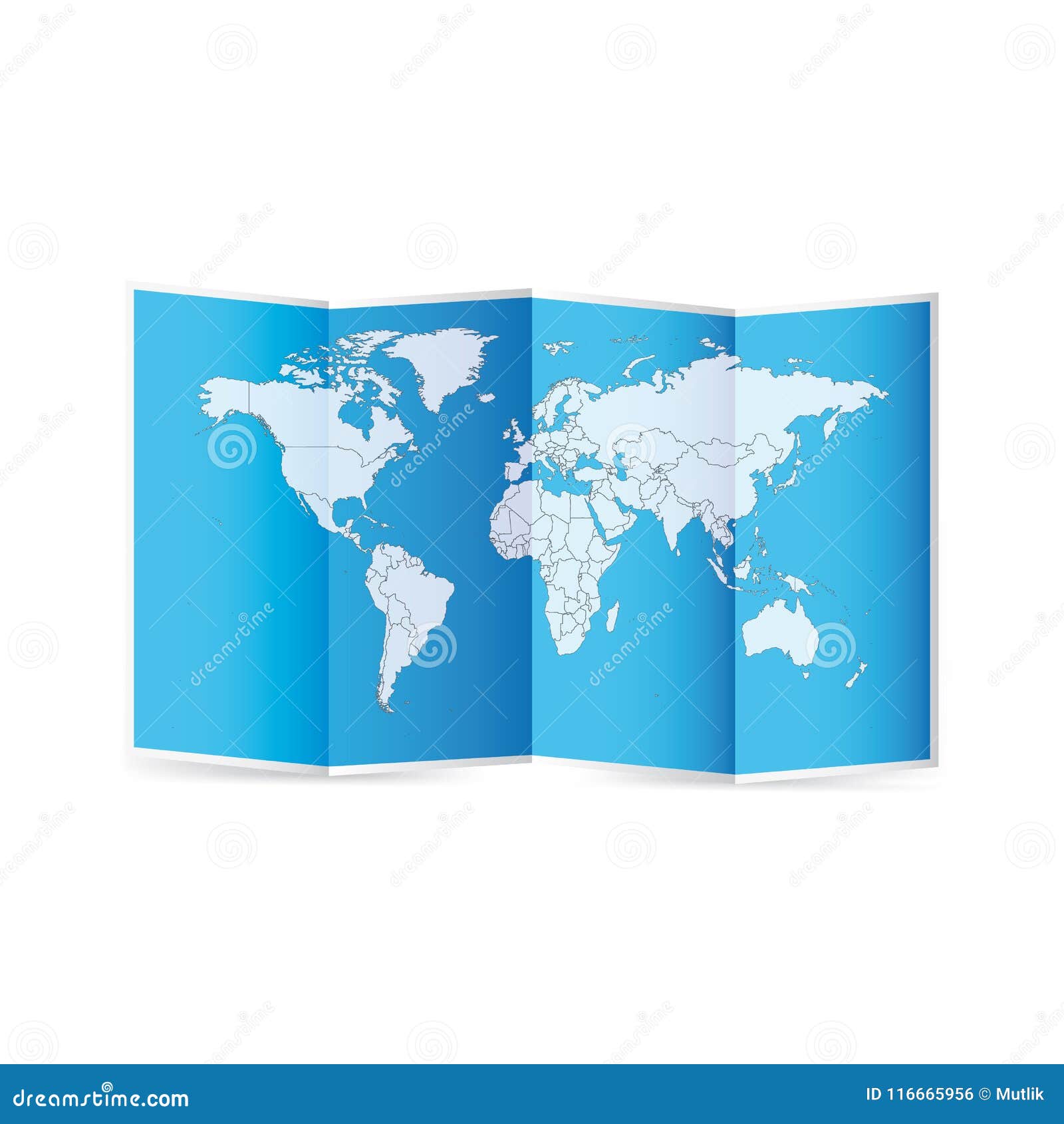 Vector world map on paper. stock vector. Illustration of guide - 116665956