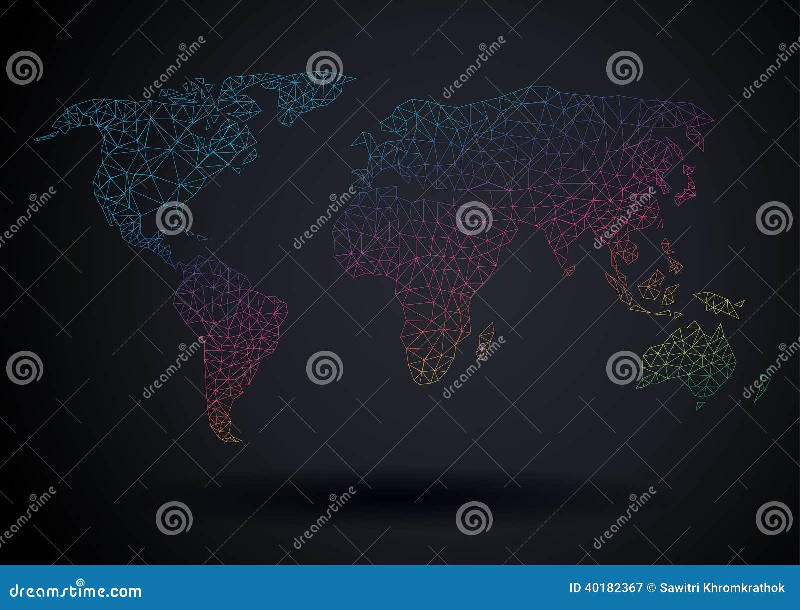Vector World Map Polygonal Light Spectrum | CartoonDealer.com #40182367