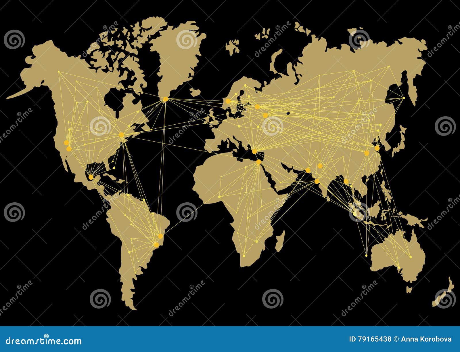 Vector World Map With Routes Between Countries Royalty-Free Stock Image ...