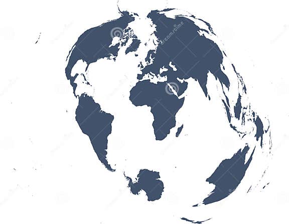 World Map with Outline in World Polyconic Coordinate System Stock ...