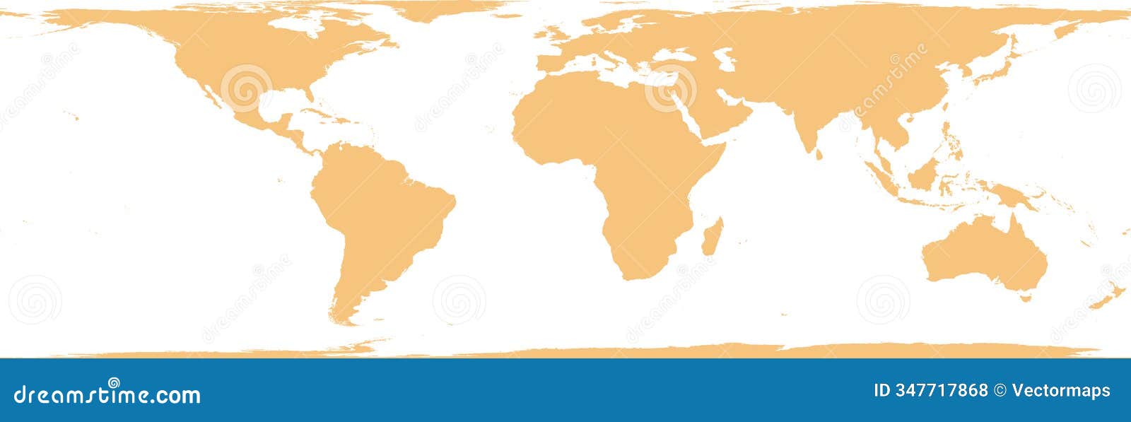World Map With Outline In World Cylindrical Equal Area Coordinate ...