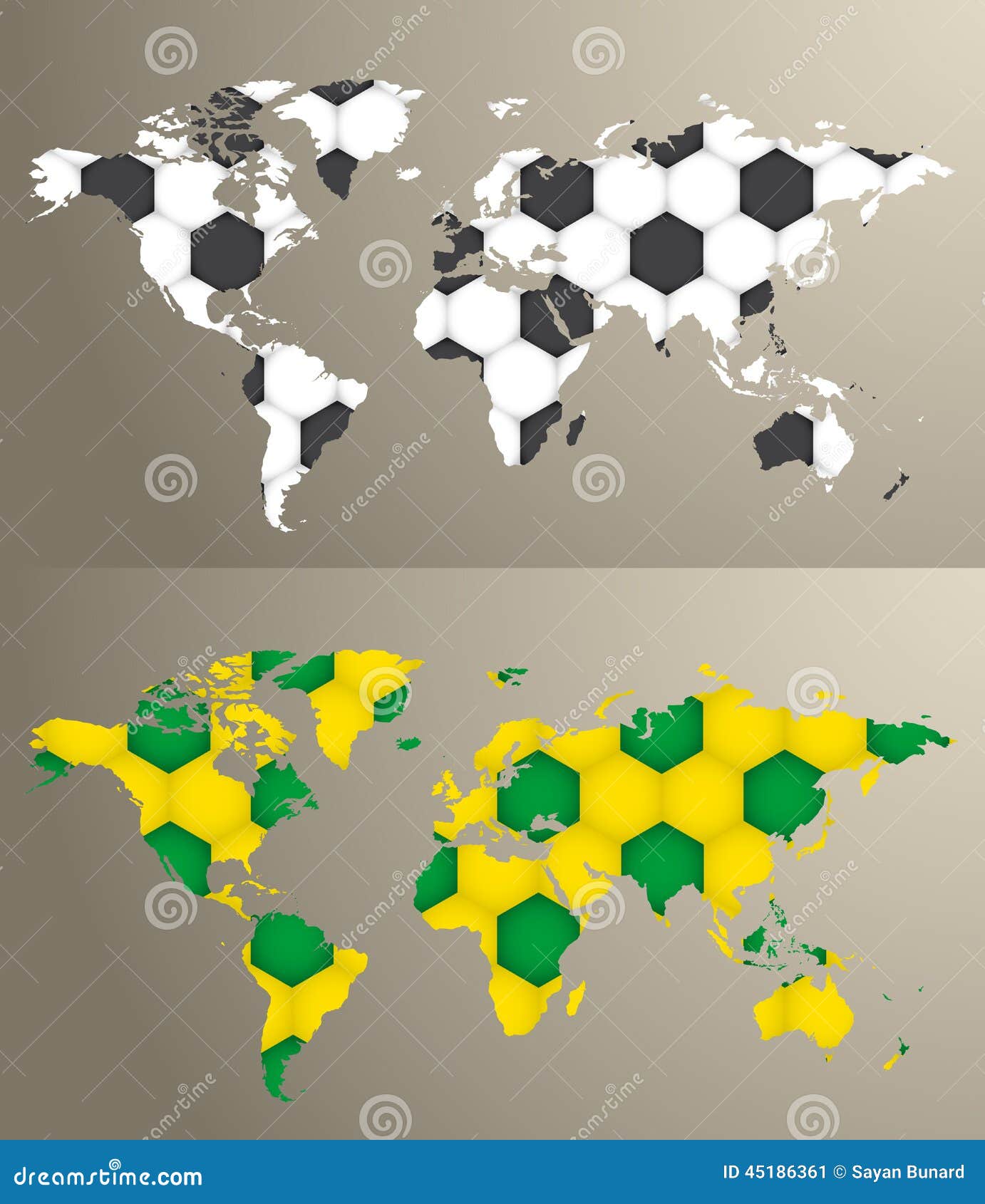 Vector World Map with Soccer Pattern Stock Vector - Illustration of ...