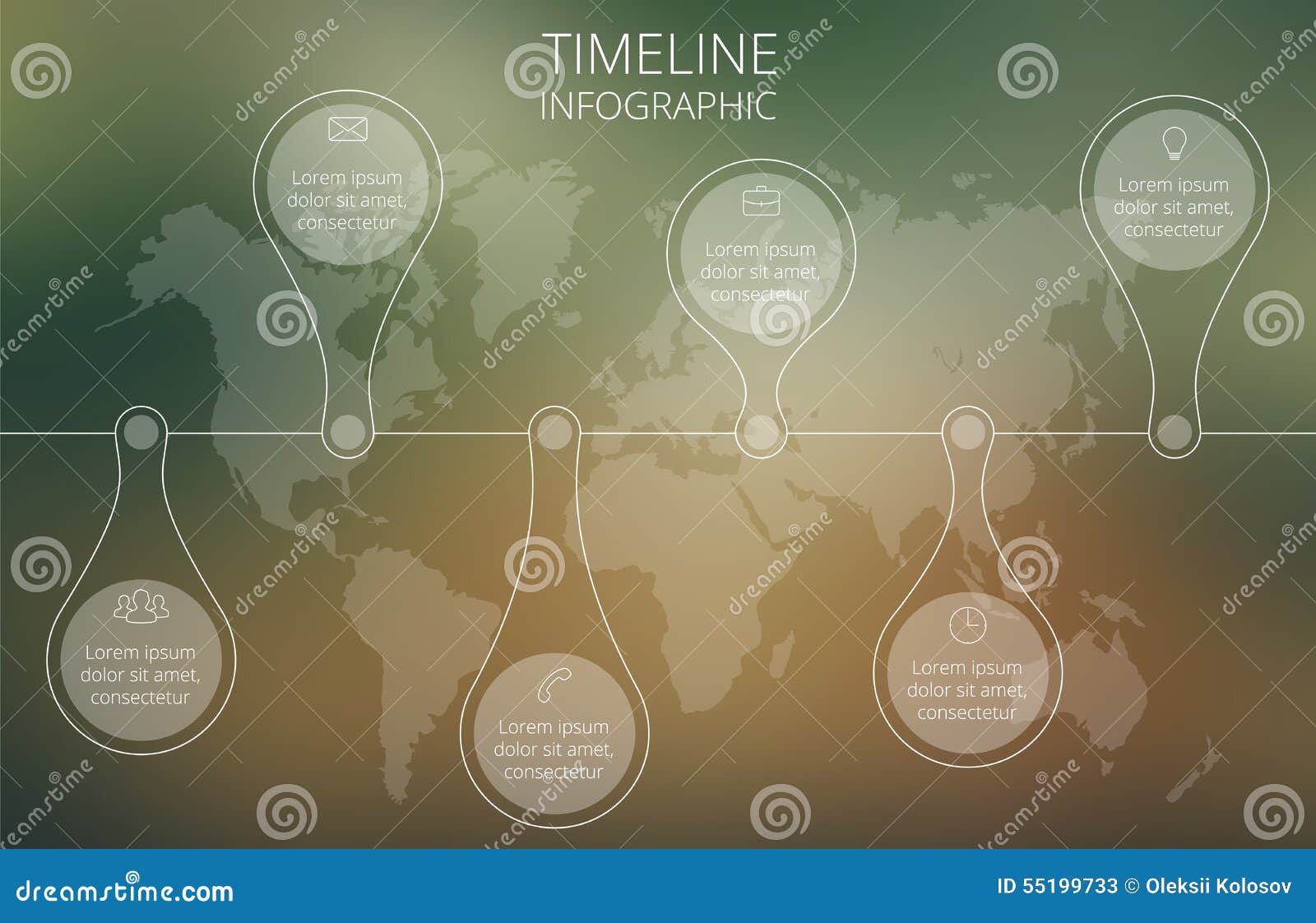 Vector World Map Timeline Illustration Stock Vector - Illustration of ...