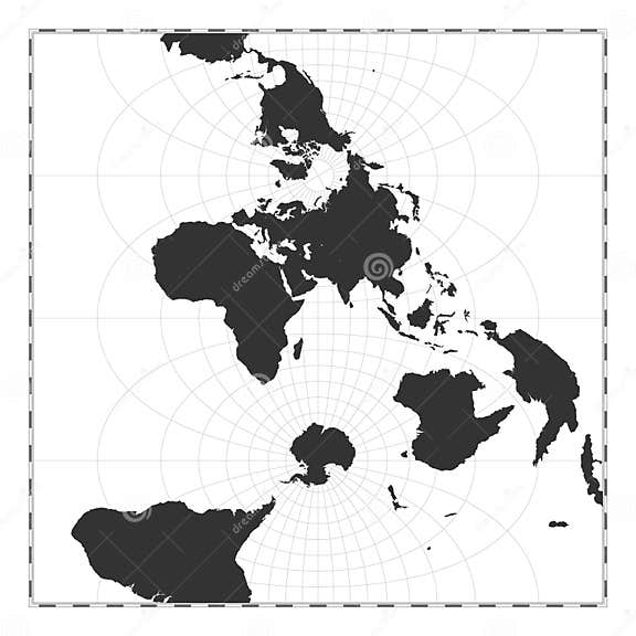Vector World Map. Transverse Spherical Mercator Projection Stock Vector ...
