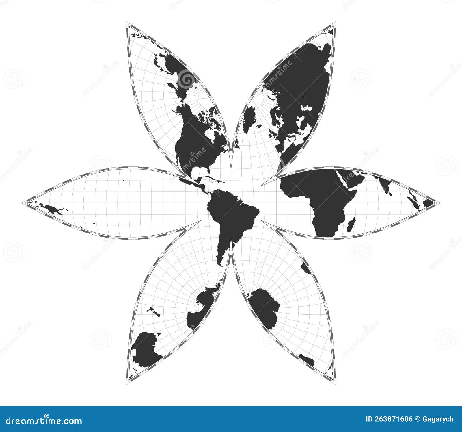 Vector World Map. the U.S.-centric Gingery World. Stock Vector ...