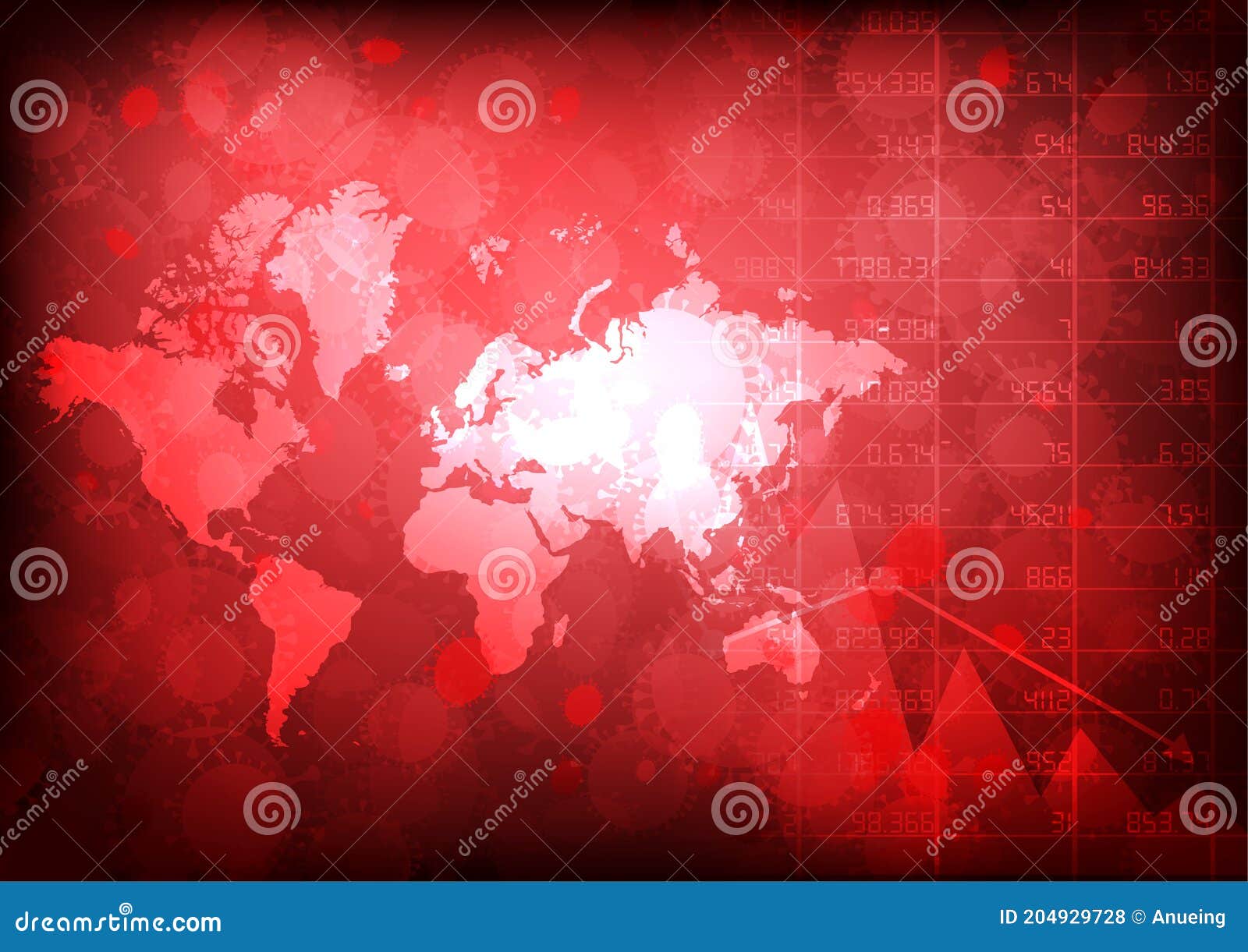 Vector : World Map with Virus and Falling Business Graph Stock Vector ...