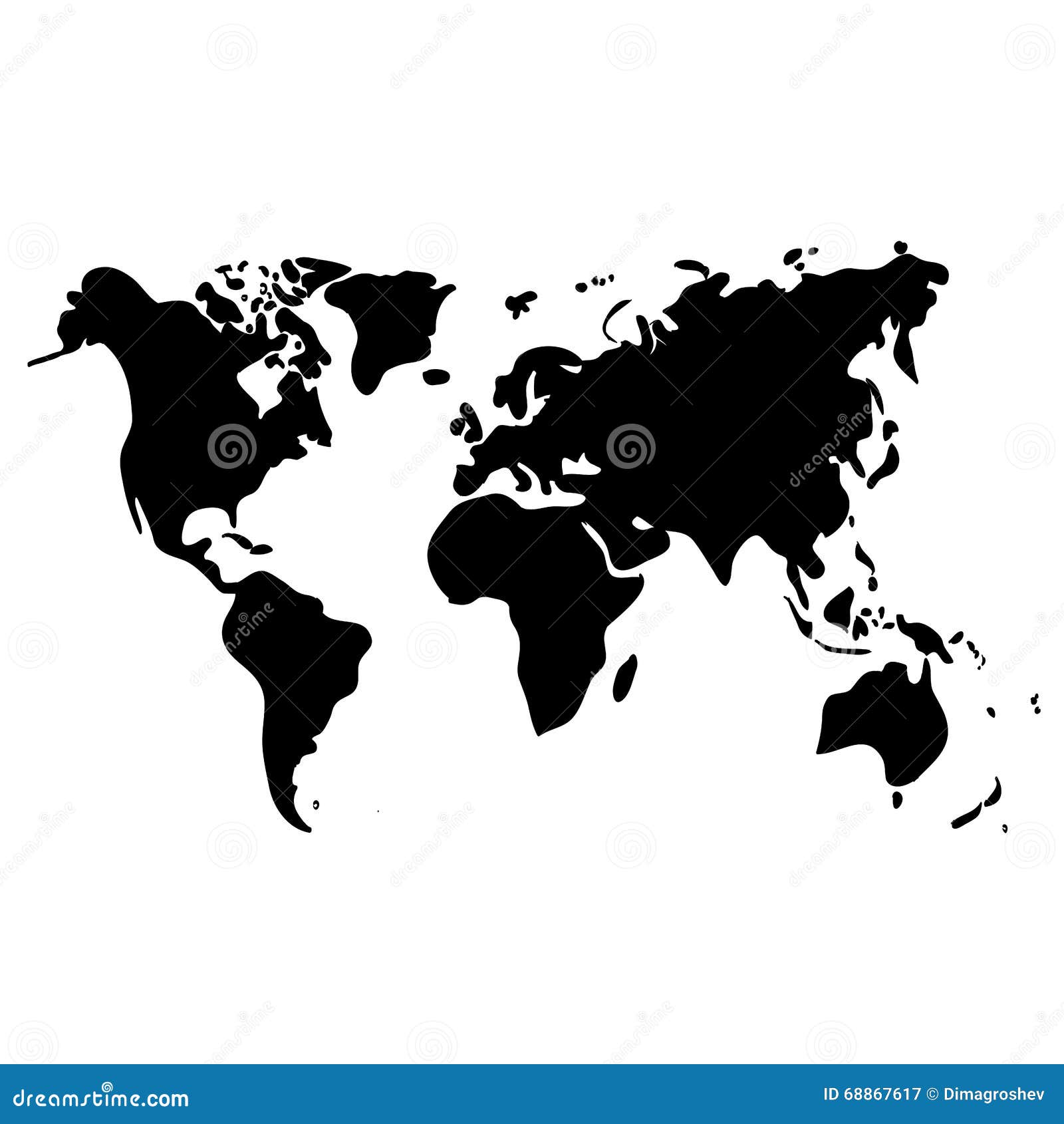 Vector World Map on White Background, Black Illustration Stock Vector ...