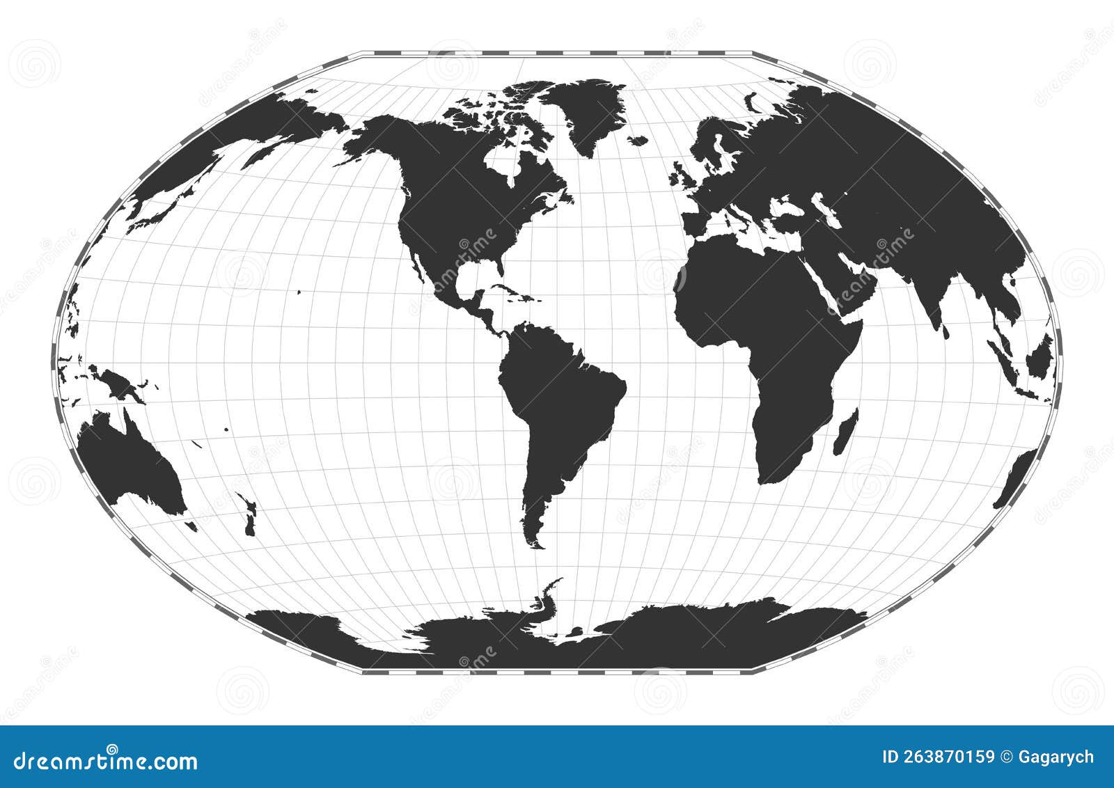 Vector world map. stock vector. Illustration of longitude - 263870159
