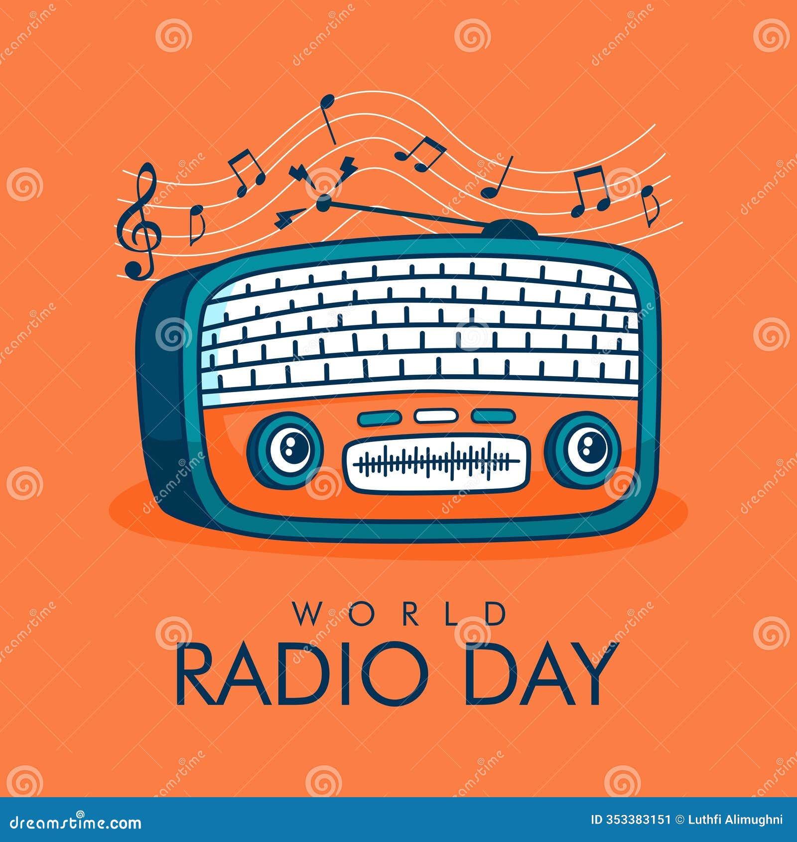 World Radio Day 80s Retro Color Style Poster Background Design Vector ...