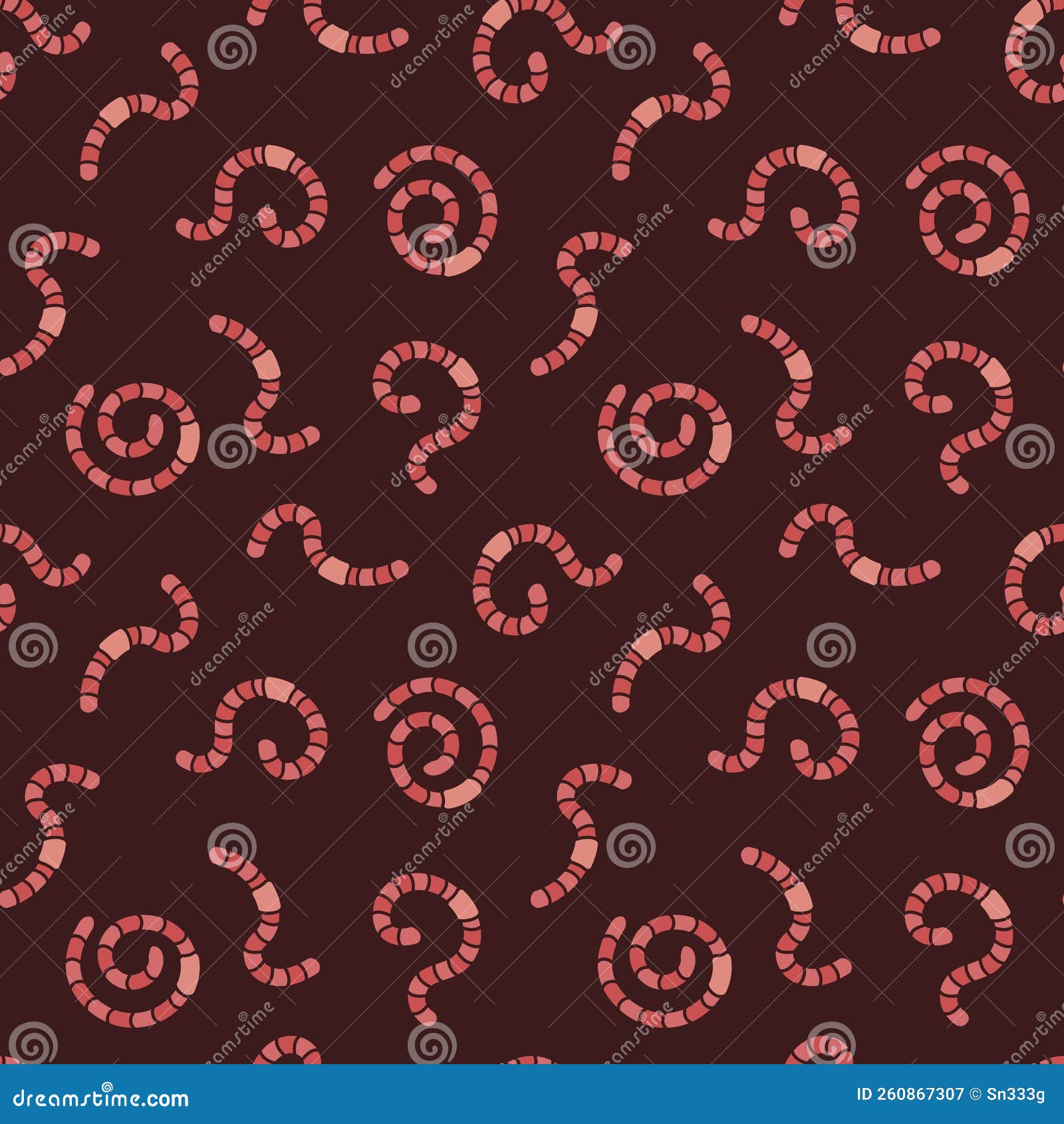 Vector Worms Concept Colorful Seamless Pattern with Earthworms Stock ...