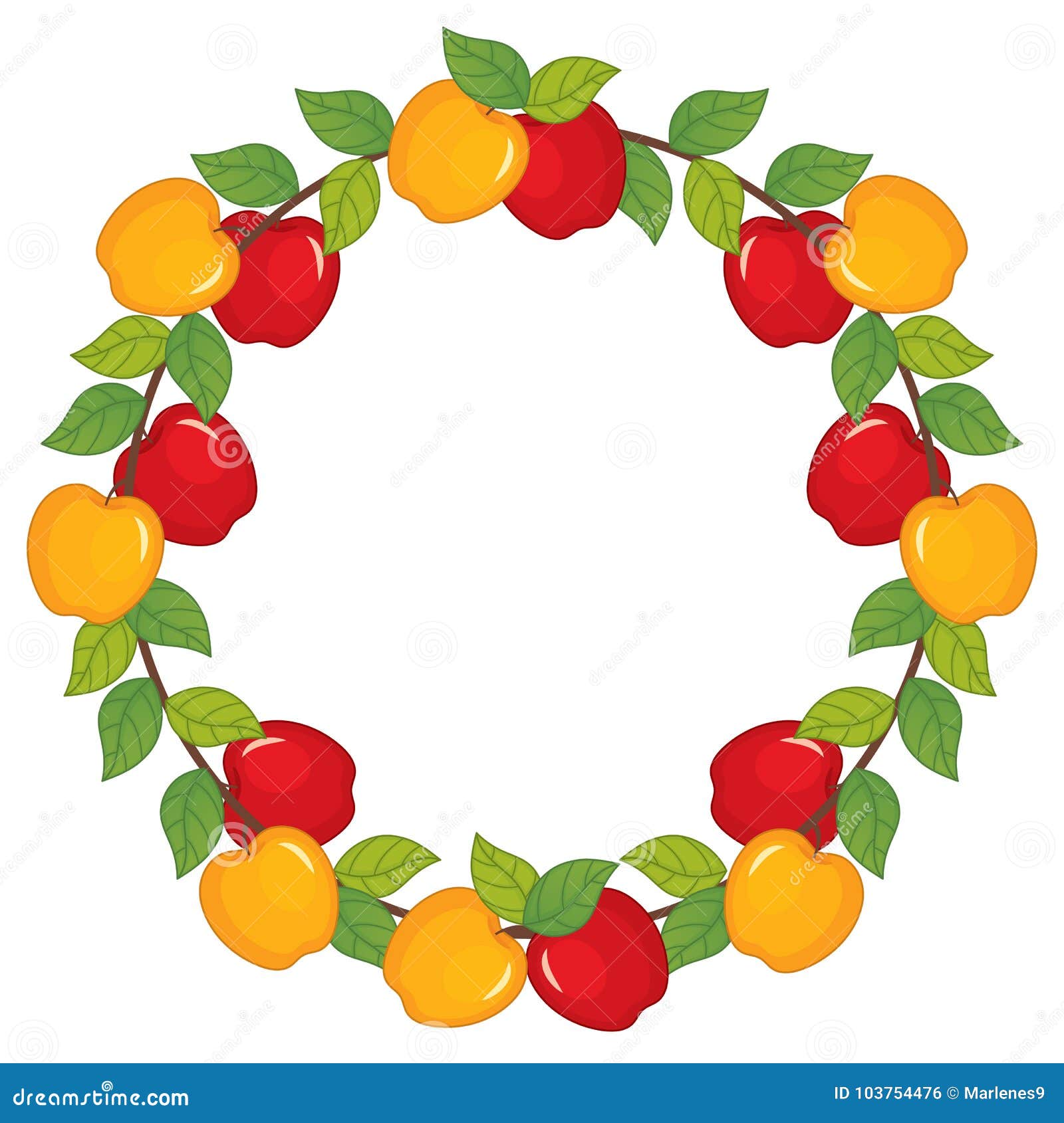 Vector Wreath with Apples. Apples Vector Illustration Stock Vector ...