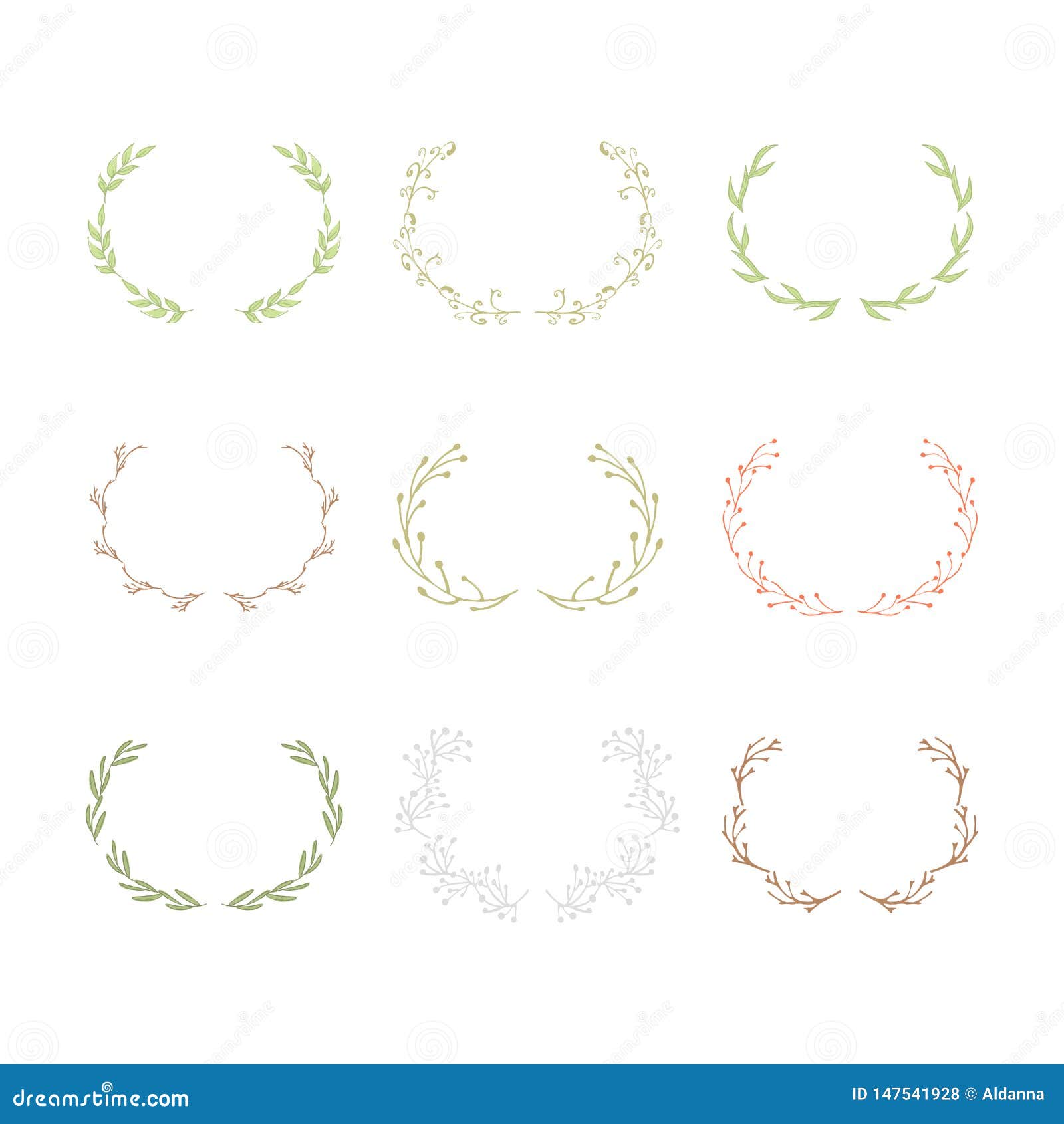 Vector Wreaths with Leaves Set Isolated Stock Illustration ...