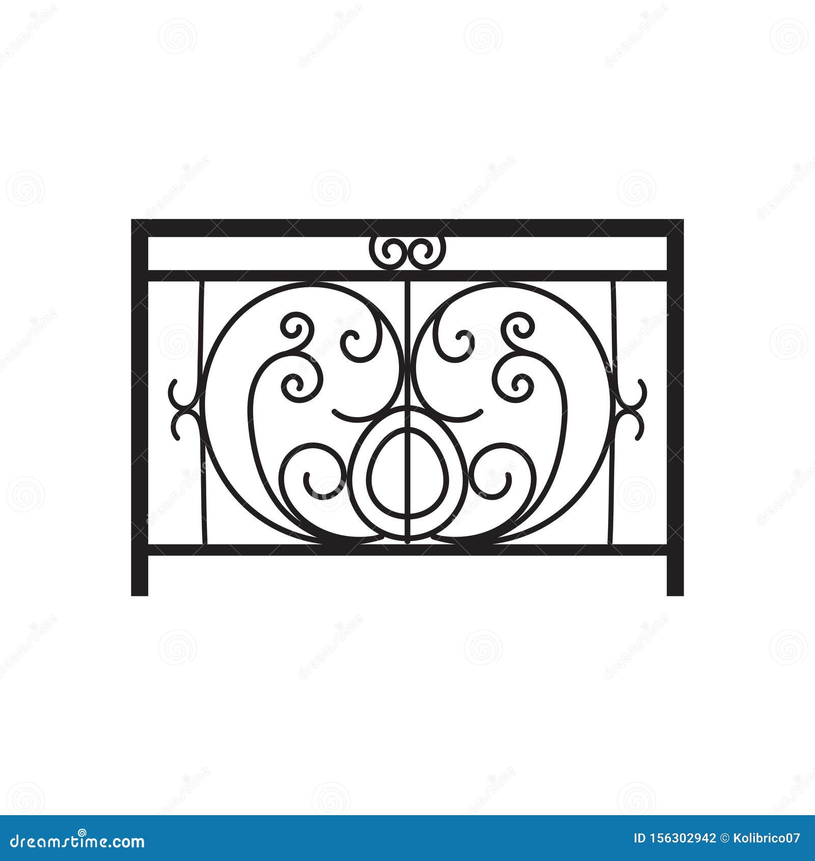 Vector Wrought Iron Balcony Fence. Stock Vector - Illustration of house ...