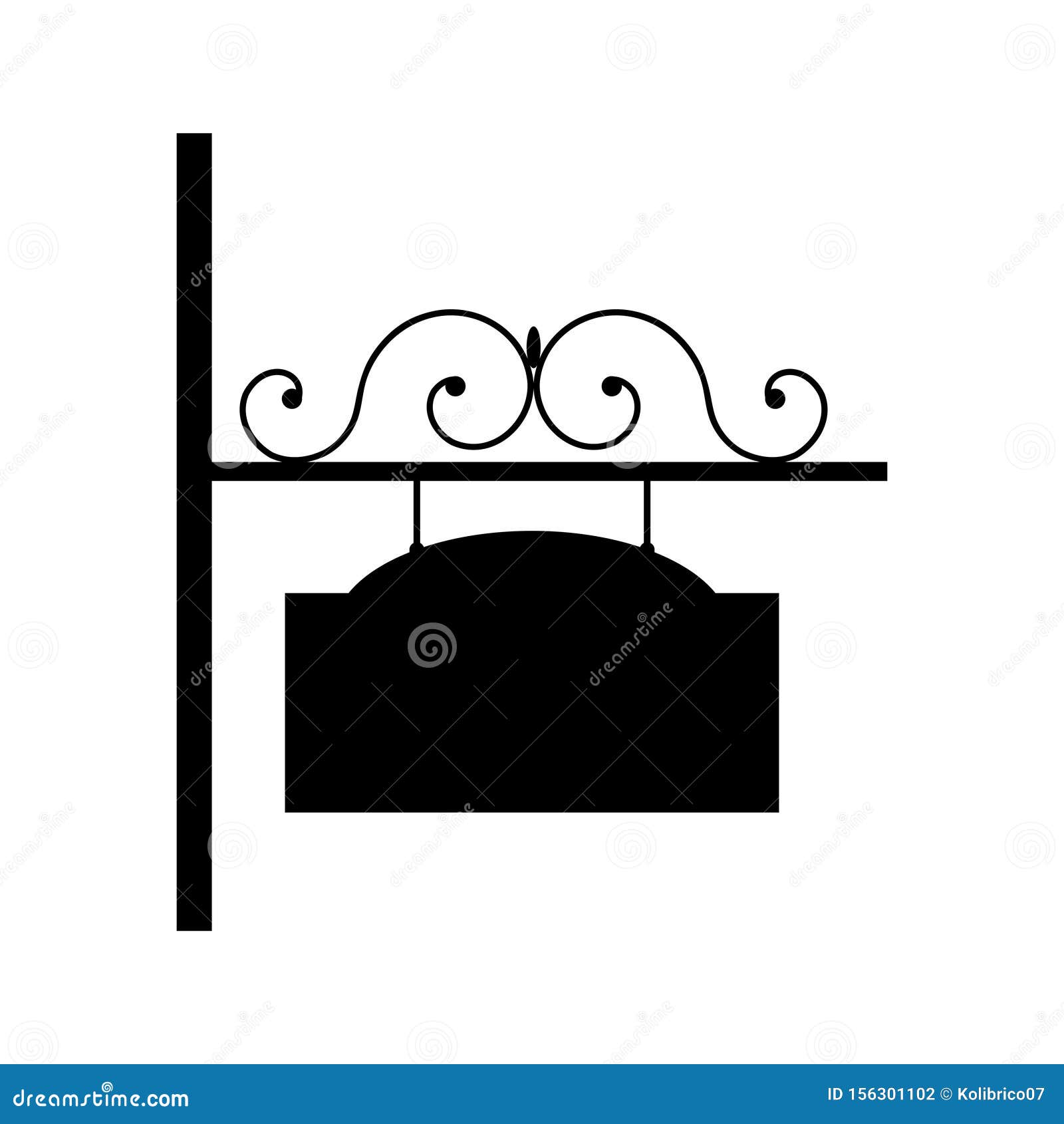 Vector wrought iron sign stock vector. Illustration of hanging - 156301102