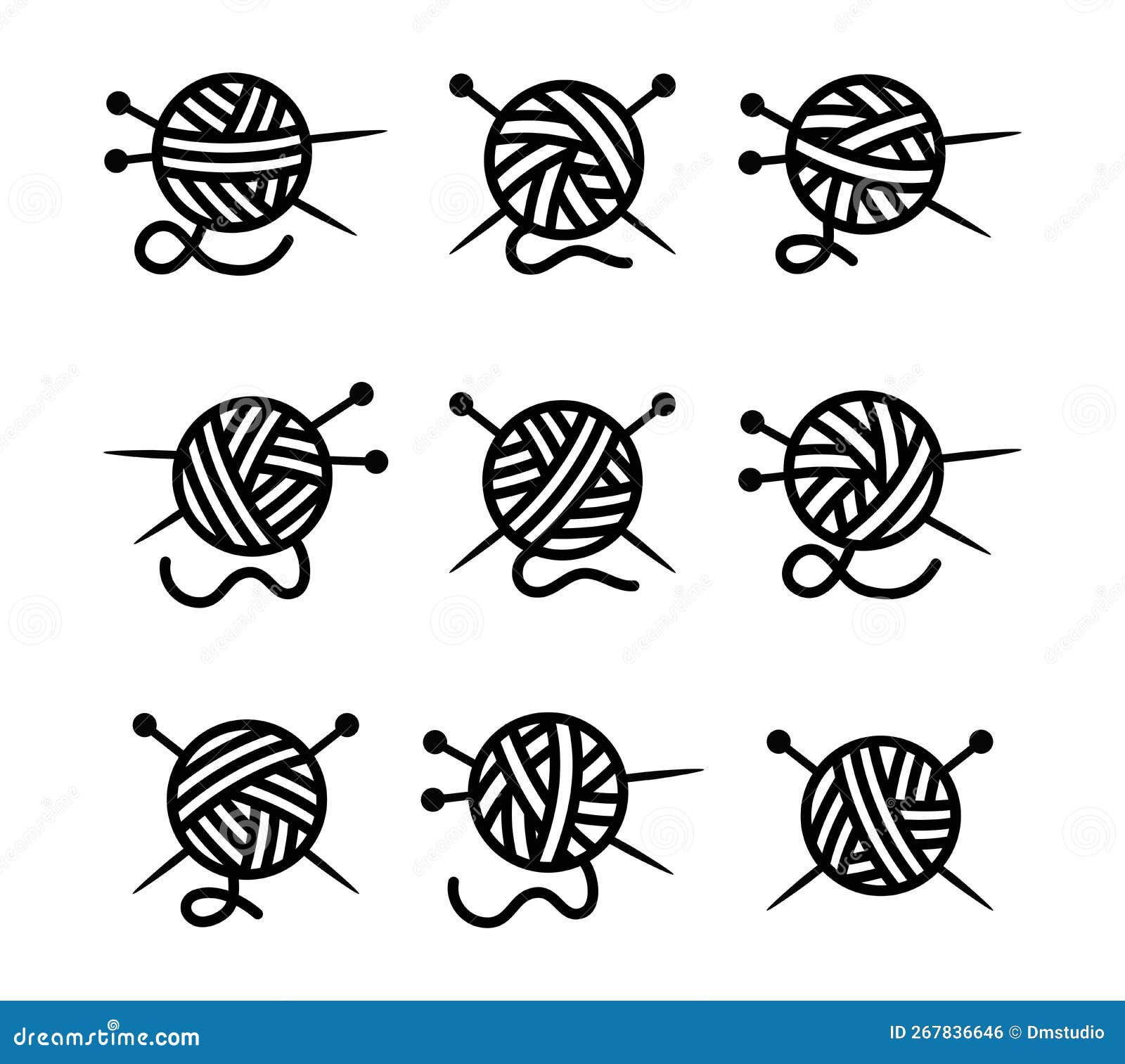 Vector yarn ball knit icon stock vector. Illustration of black - 267836646