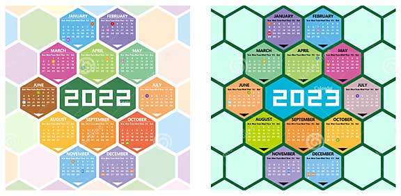 Vector Year of 2022 and 2023 Calendar Stock Vector - Illustration of ...