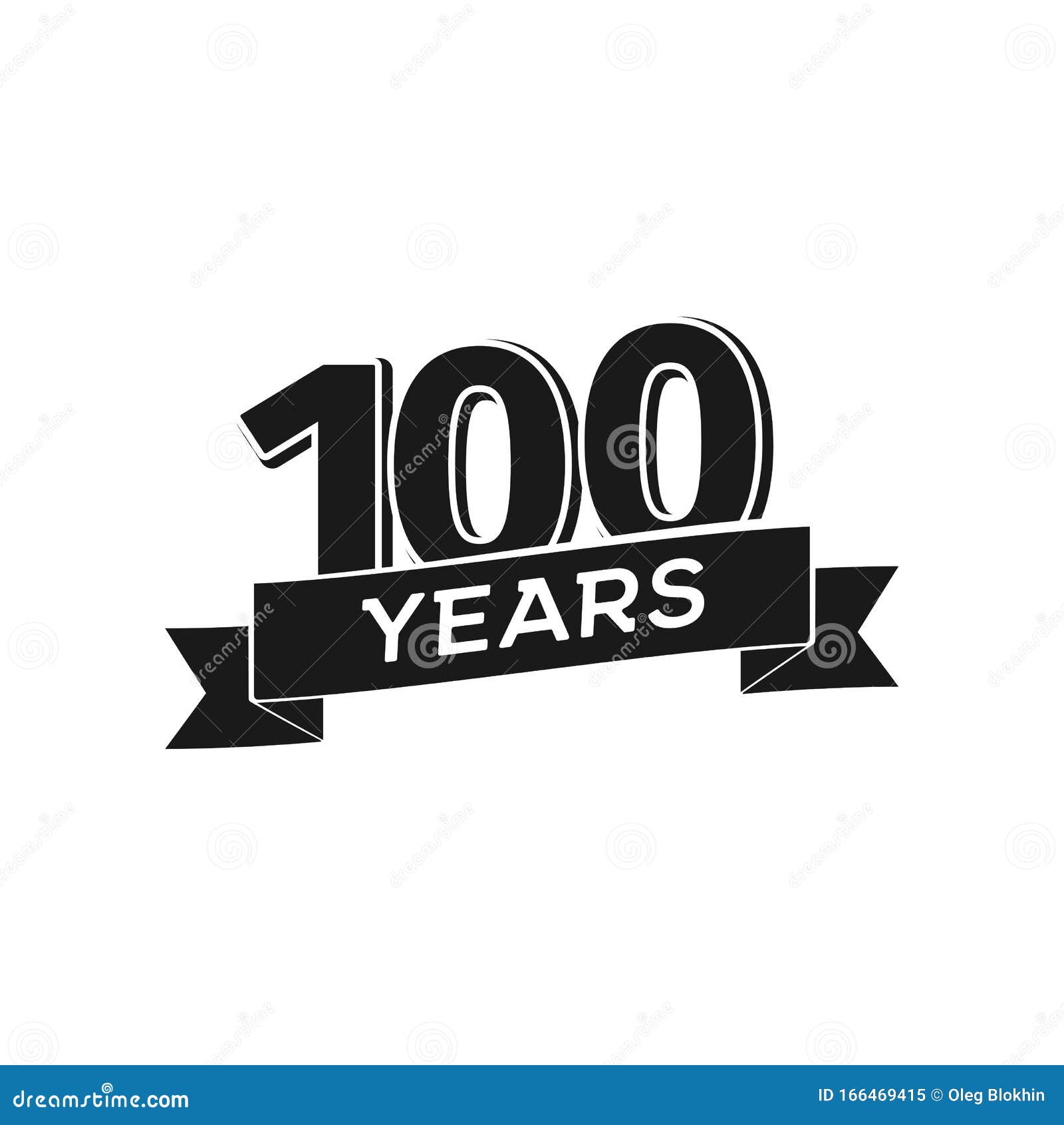 Vector 100 Years Anniversary Logotype Isolated Black Logo 100th