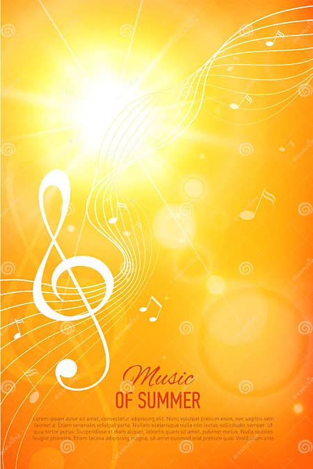 Vector Yellow Background with Music Notes and Key Stock Vector ...