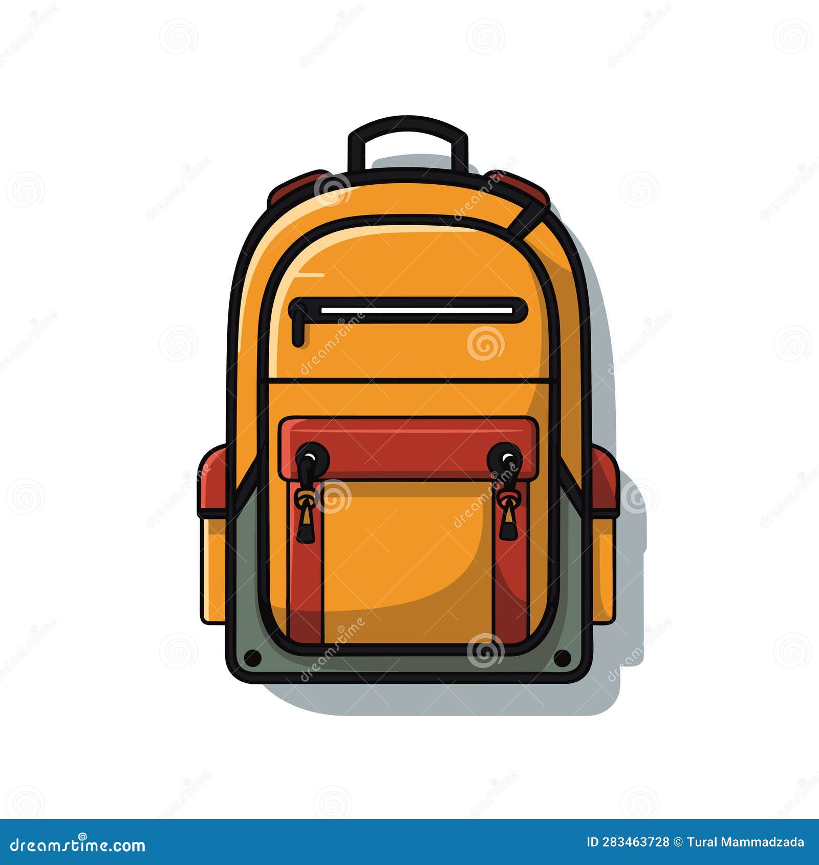 Vector of a Yellow Backpack with Red Straps on a White Background Stock ...
