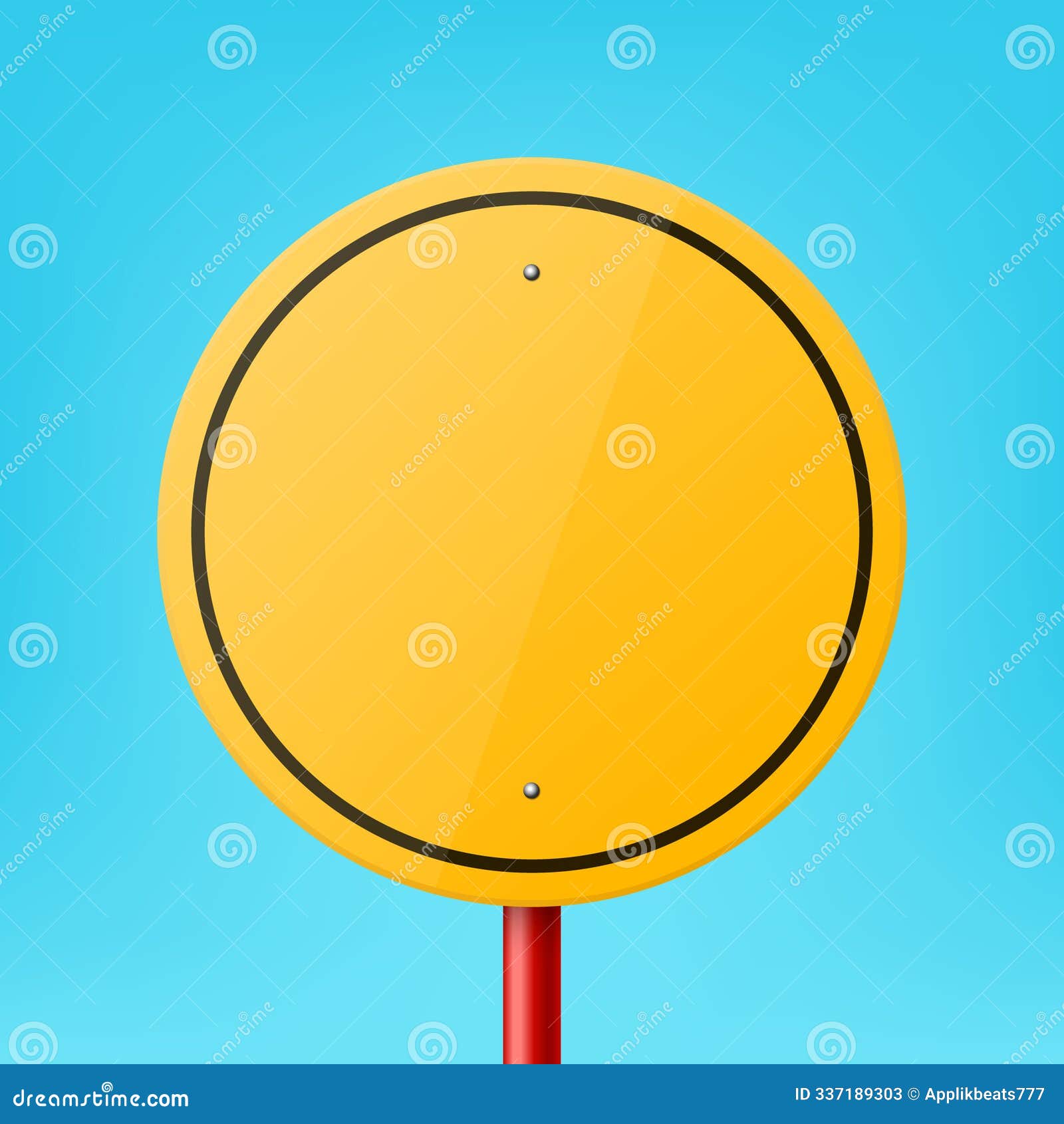 Vector Yellow Blank Round Road Sign Frame Icon Closeup on Blue ...