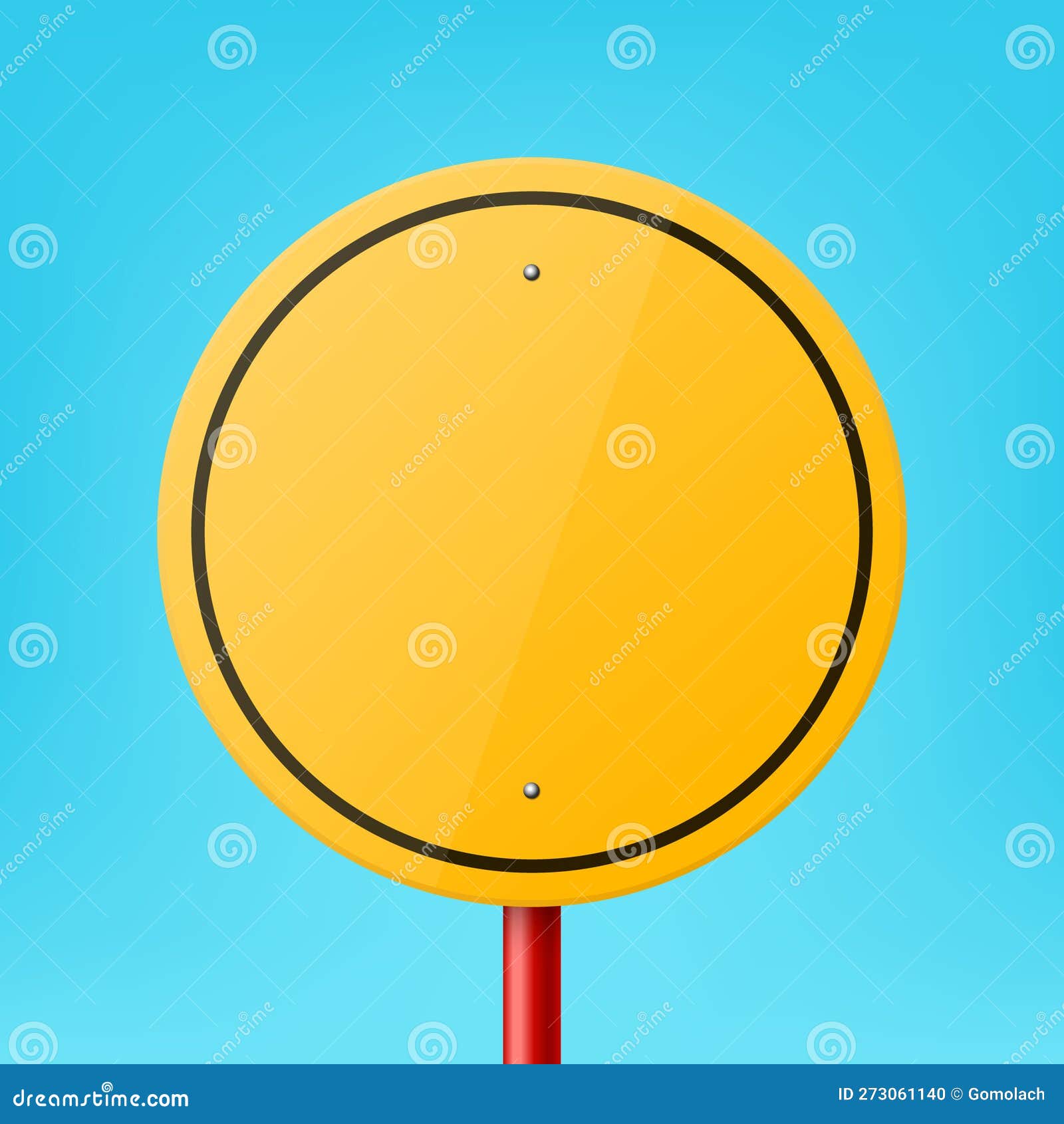 Vector Yellow Blank Round Road Sign Frame Icon Closeup on Blue ...