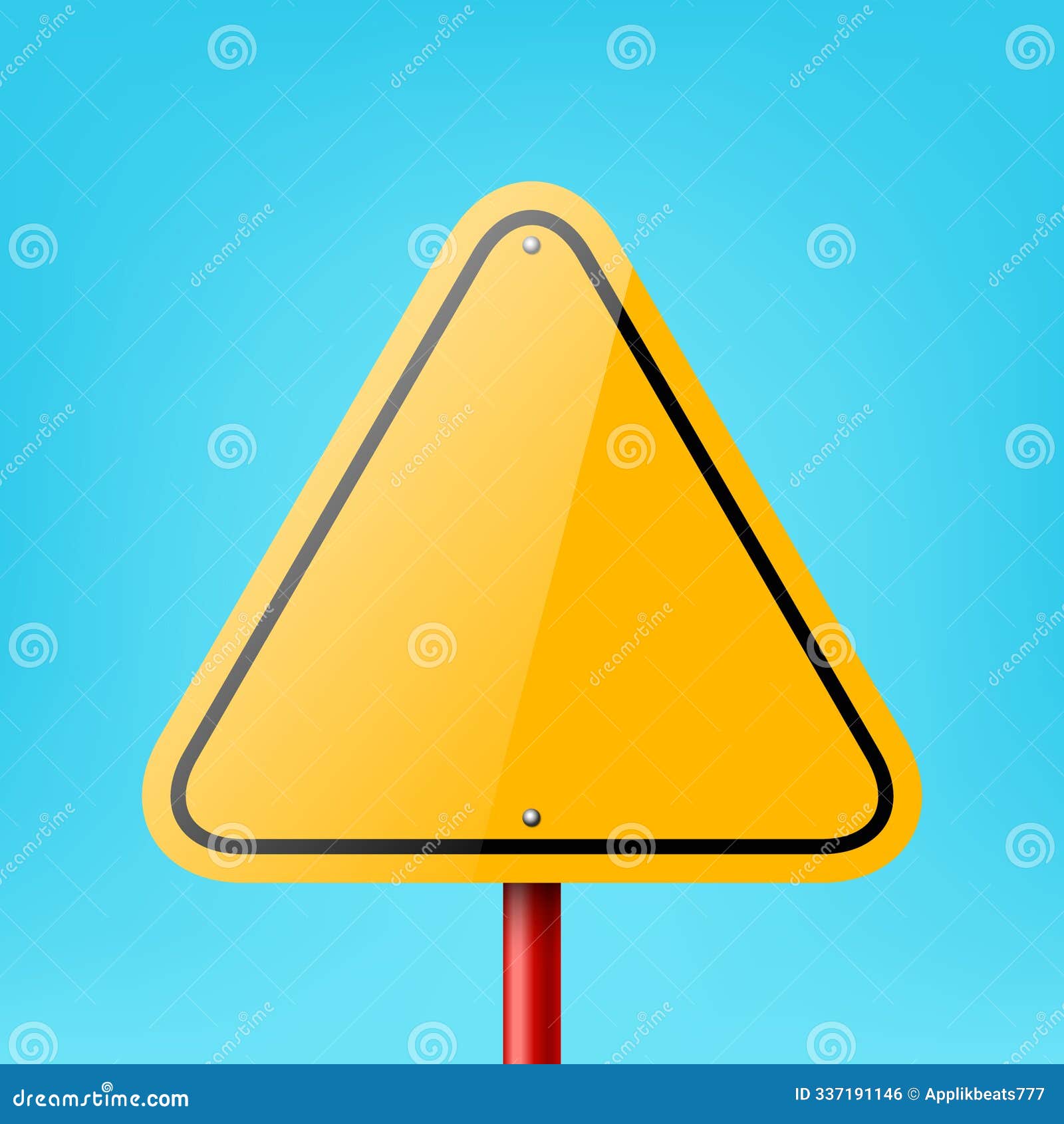 Vector Yellow Blank Triangle Road Sign Frame Icon Closeup on Blue ...