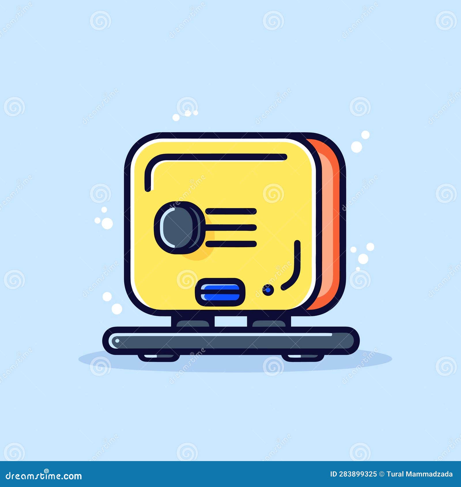 Vector of a Yellow and Blue Computer Sitting on Top of a Laptop Stock ...