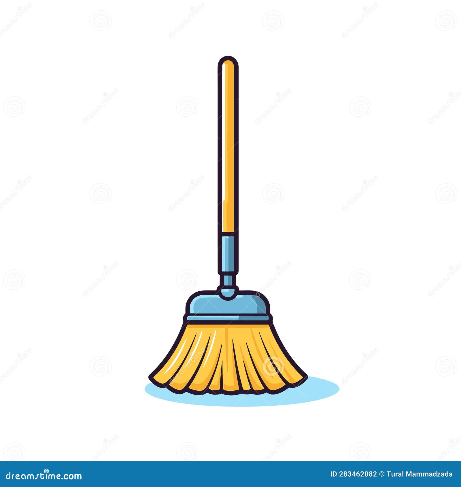 Vector of a Yellow Broom with a Blue Handle on a White Background Stock ...