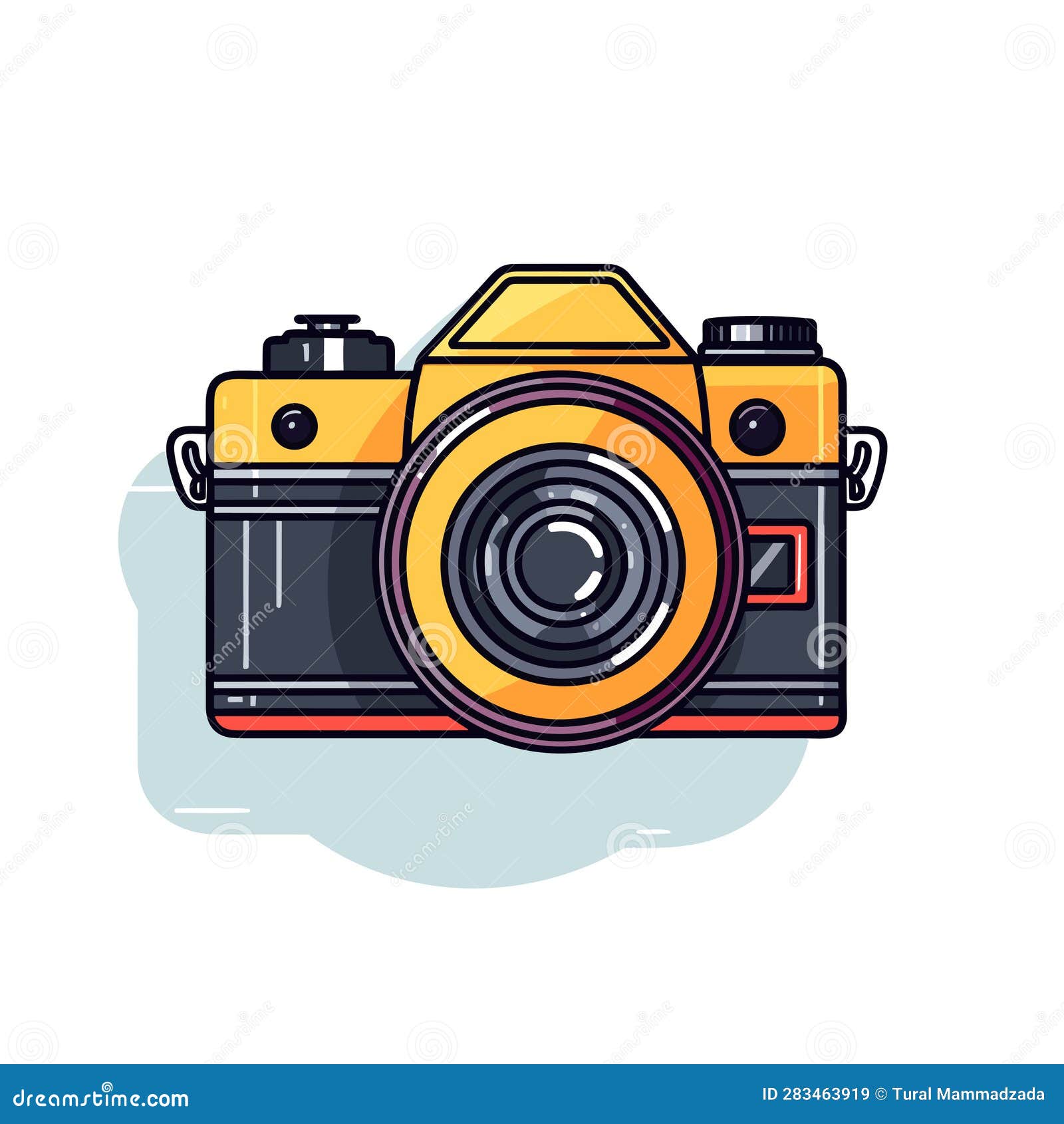 Vector of a Yellow Camera with a Black Lens Icon Stock Vector ...