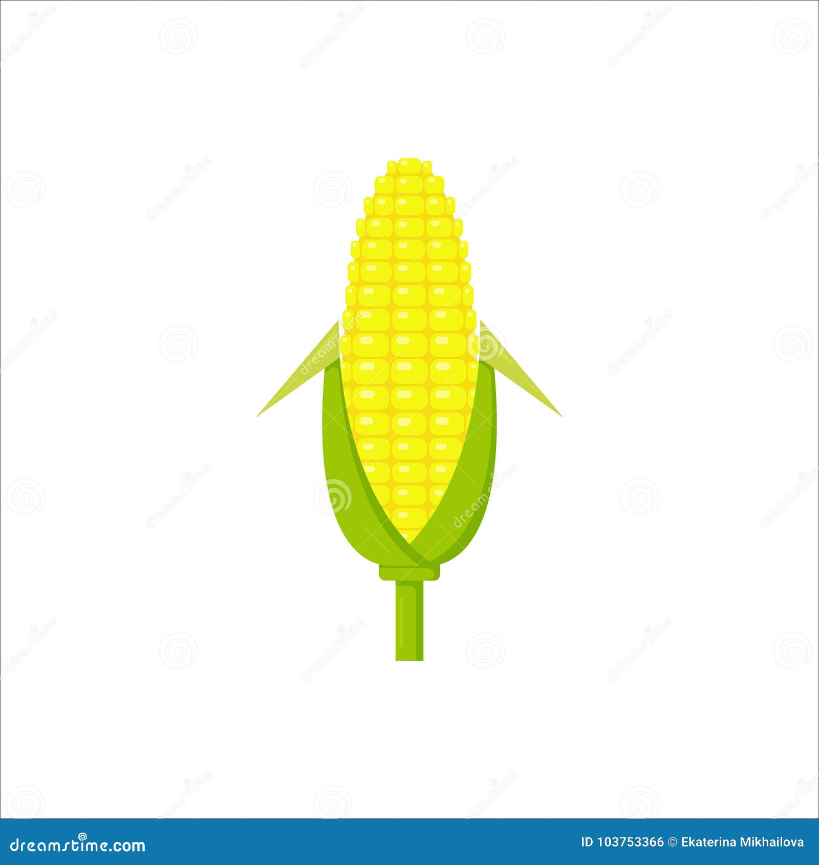 Vector Yellow Corn in Flat Style Isolated on White Background. Ripe ...