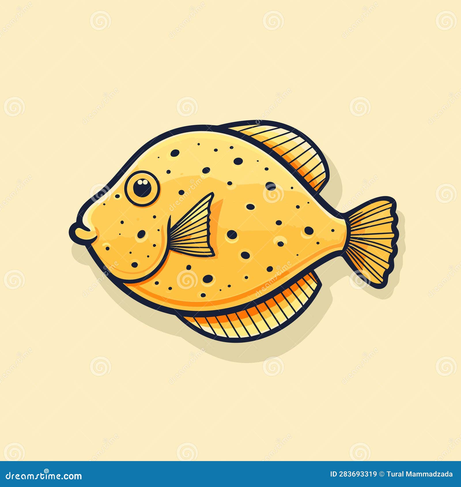 Vector of a Yellow Fish with Black Dots on it Stock Vector ...
