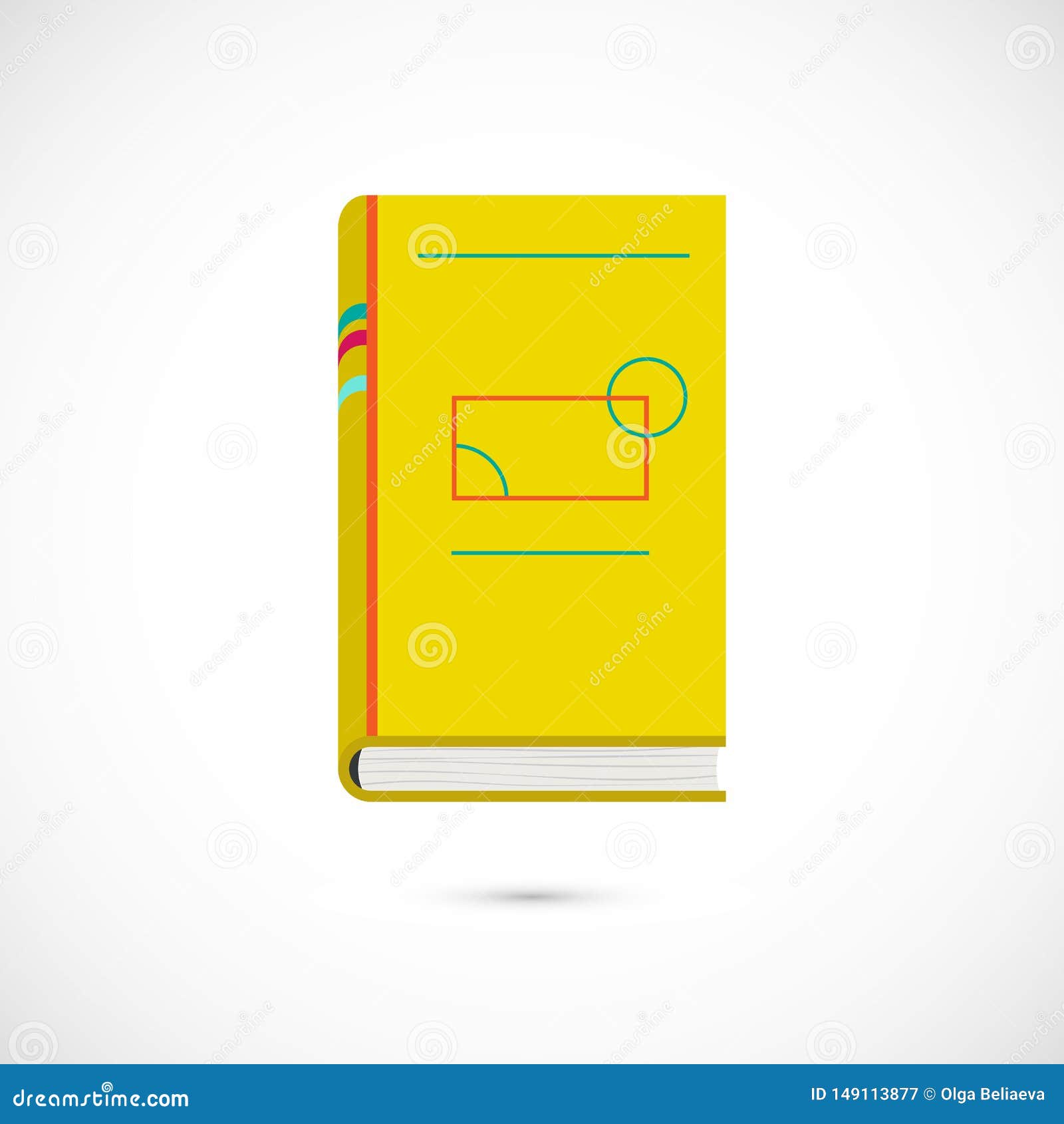 Vector Yellow Flat Reading Book Icon on White. Stock Vector ...