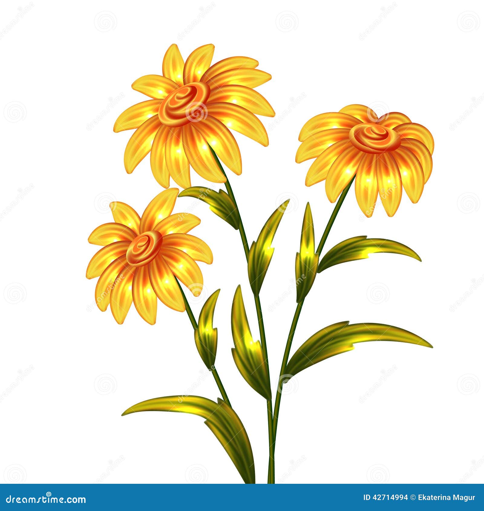 Vector yellow flowers stock vector. Illustration of flowers - 42714994