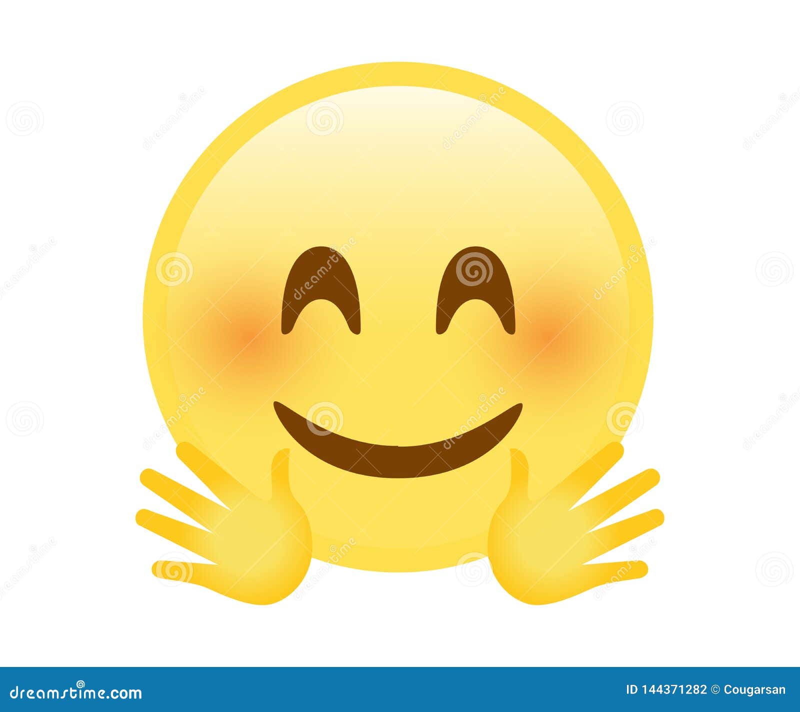Vector Yellow Happy Smiley Face Icon with Red Cheek and Hugging Hands ...