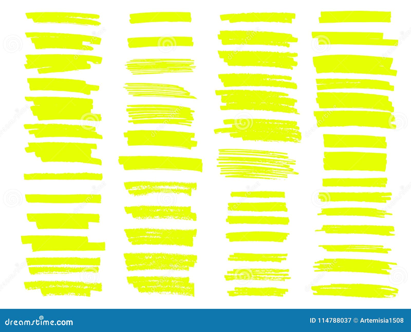 Vector Yellow Highlighter Brush Lines. Hand Drawing Stock Vector ...