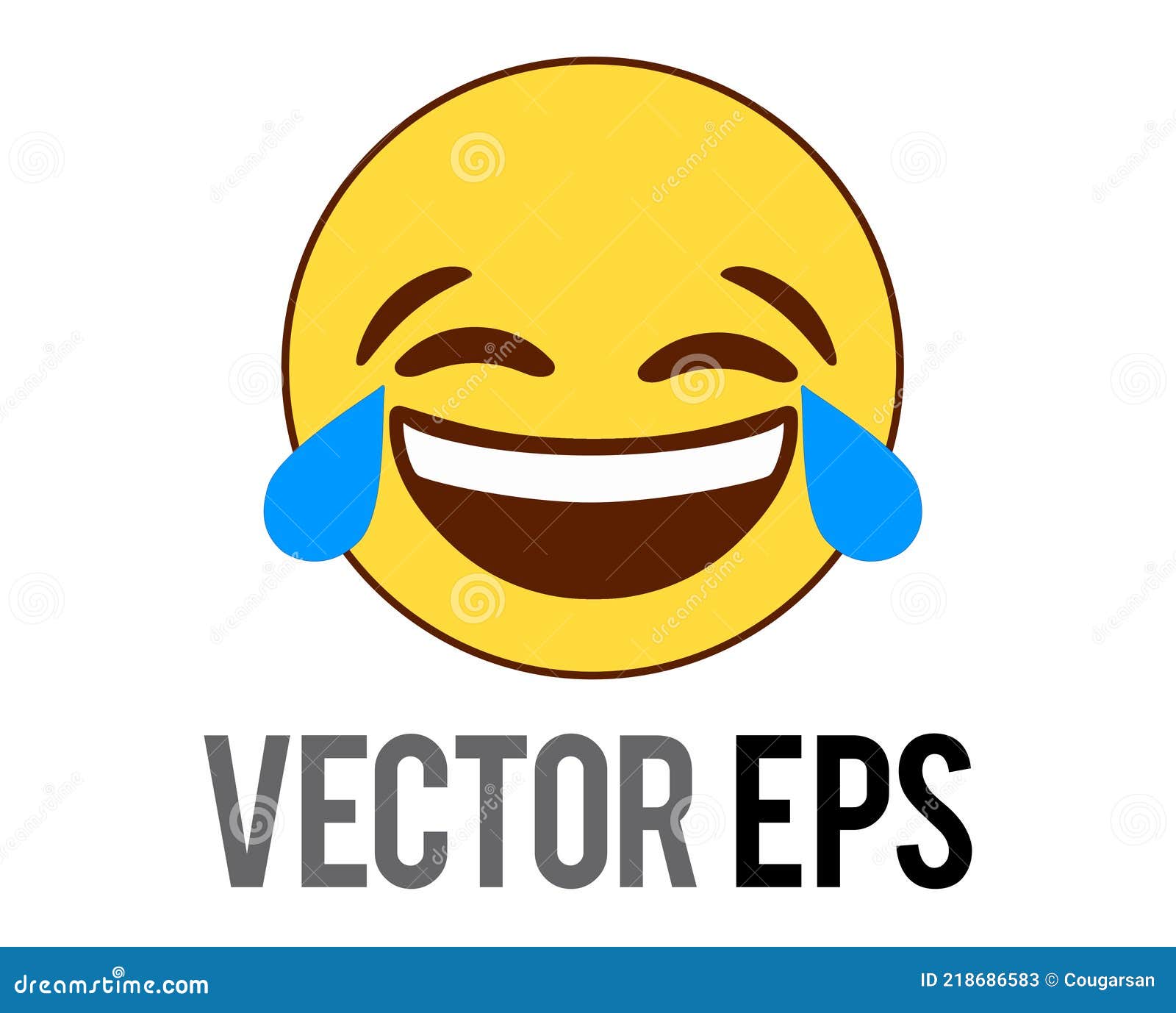 Vector Yellow Laughing, Smiling Face Flat Icon with Blue Crying Tears ...