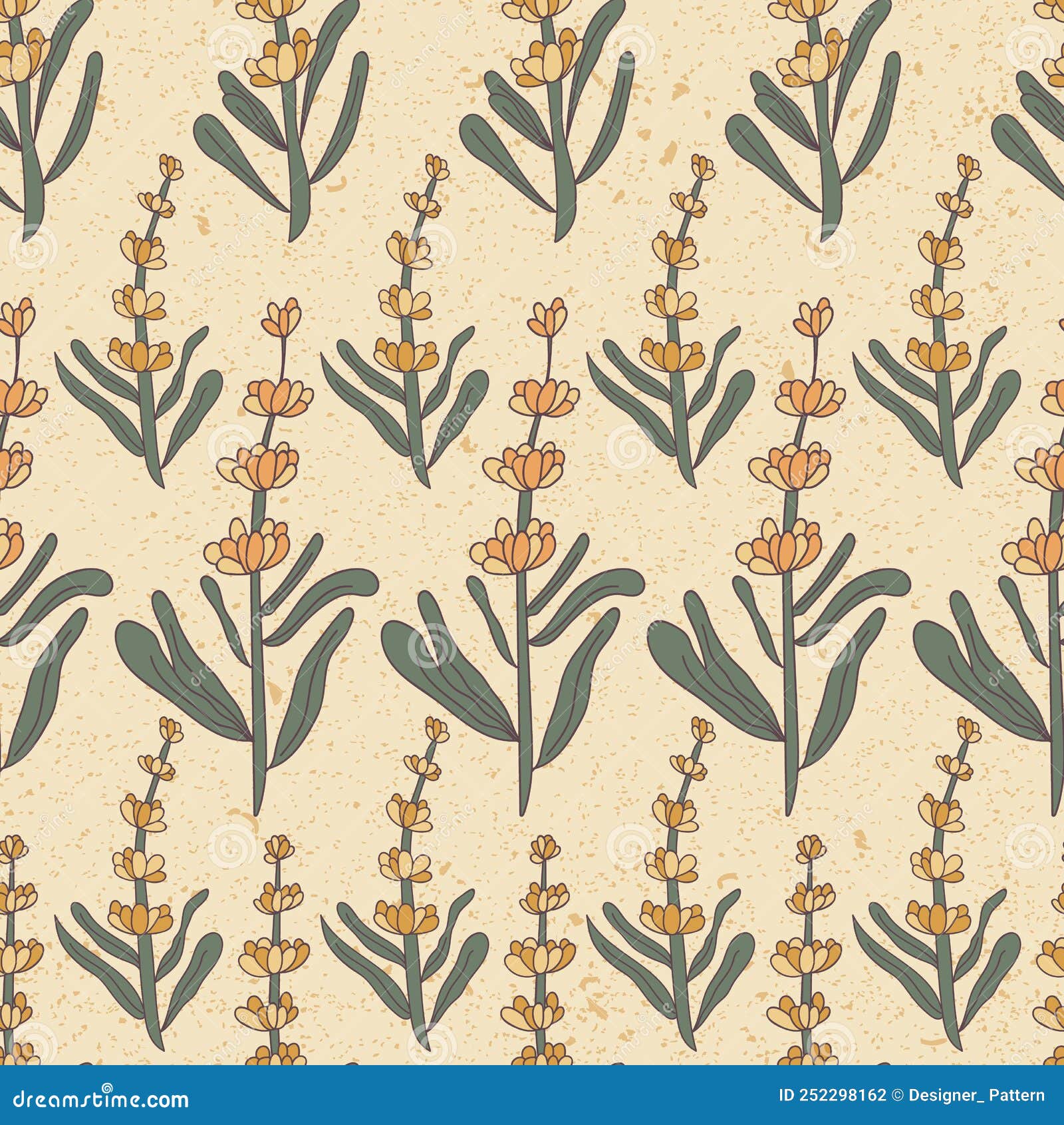 Vector Yellow Lavender Flower Seamless Repeat Pattern Background Stock ...