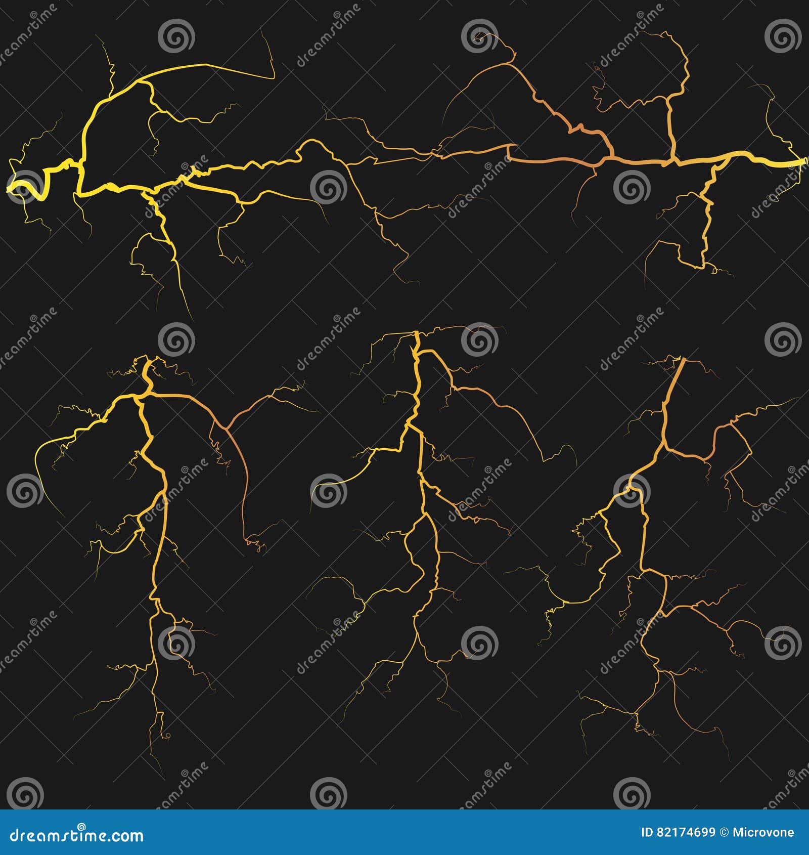 Vector Yellow Lightnings Over Black Background Stock Vector ...
