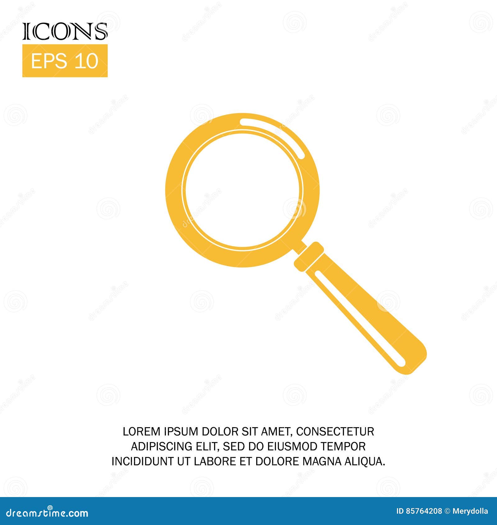Vector Yellow Magnifying Glass Flat Design Icon Stock Vector ...