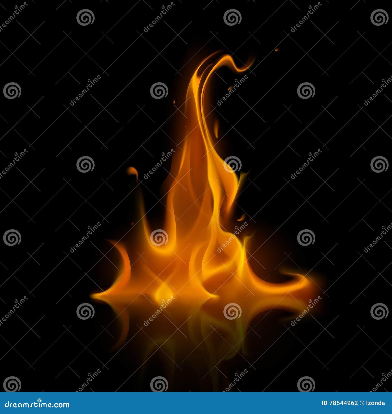 Vector Yellow Orange Fire Flame Bonfire on Background Stock Vector ...
