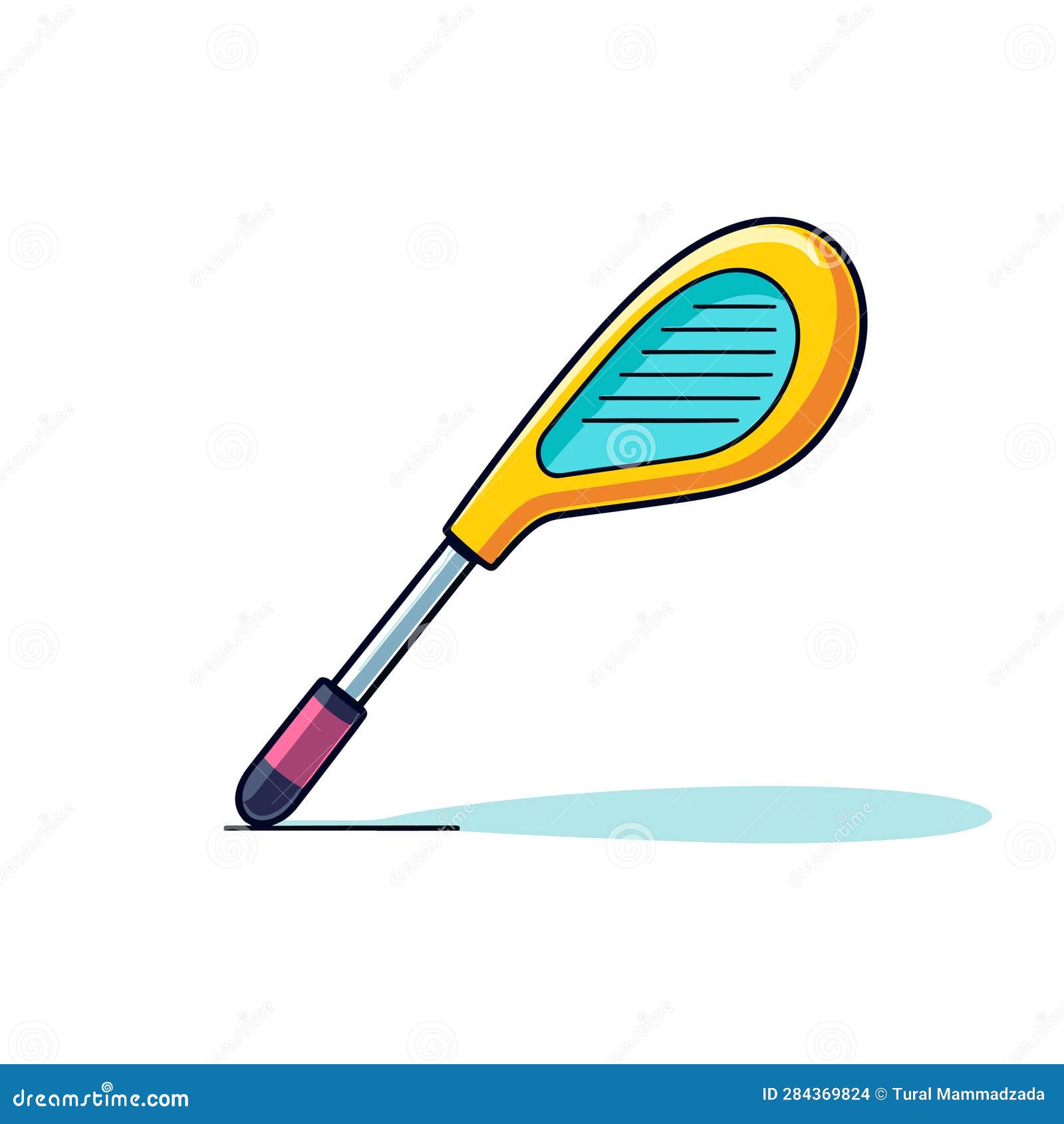 Vector of a Yellow Paddle with a Blue Handle on a White Background ...