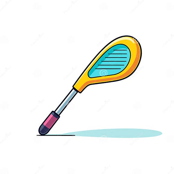 Vector of a Yellow Paddle with a Blue Handle on a White Background ...