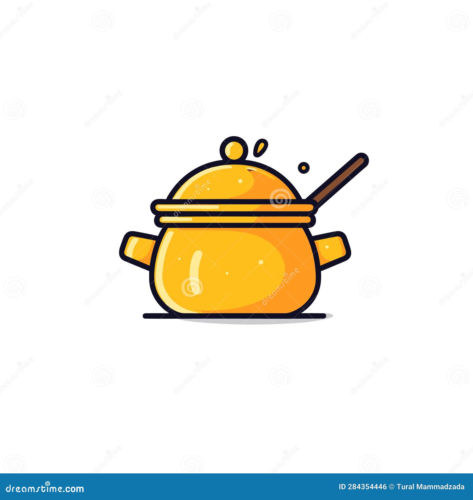 Vector of a Yellow Pot with a Wooden Spoon, a Simple and Rustic Kitchen ...