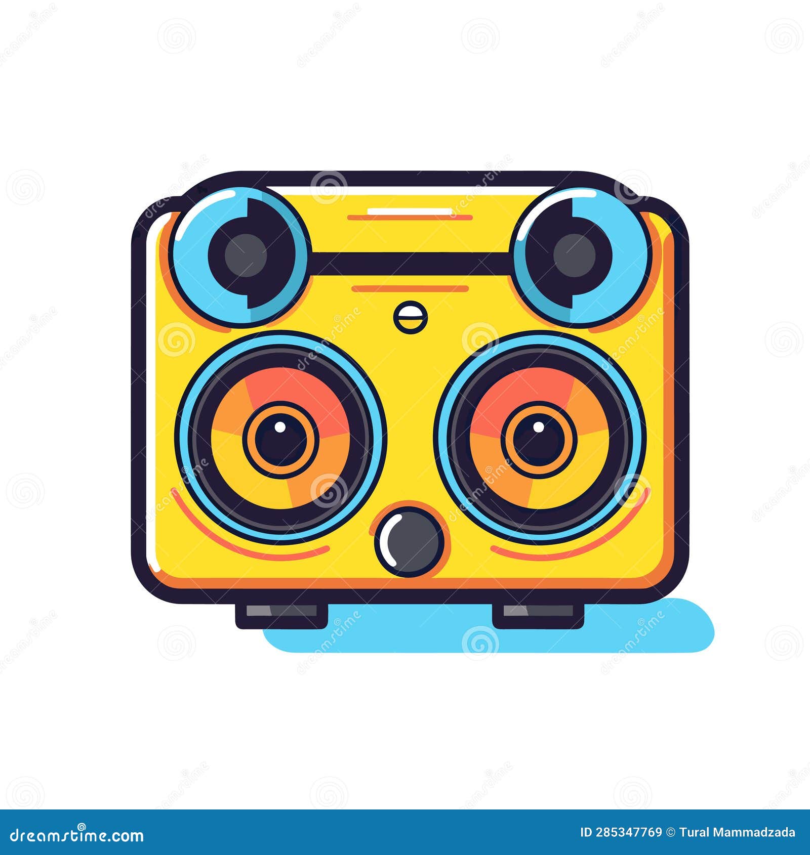 Vector of a Yellow Radio with Speakers on Top, Isolated on White ...