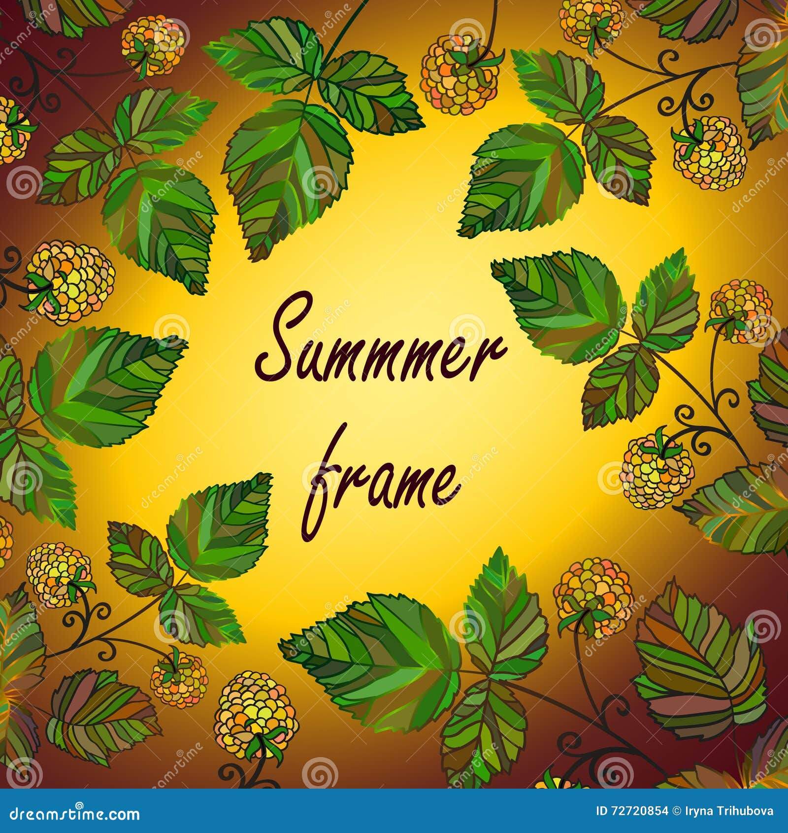 Vector Yellow Raspberry Frame Stock Illustration - Illustration of ripe ...