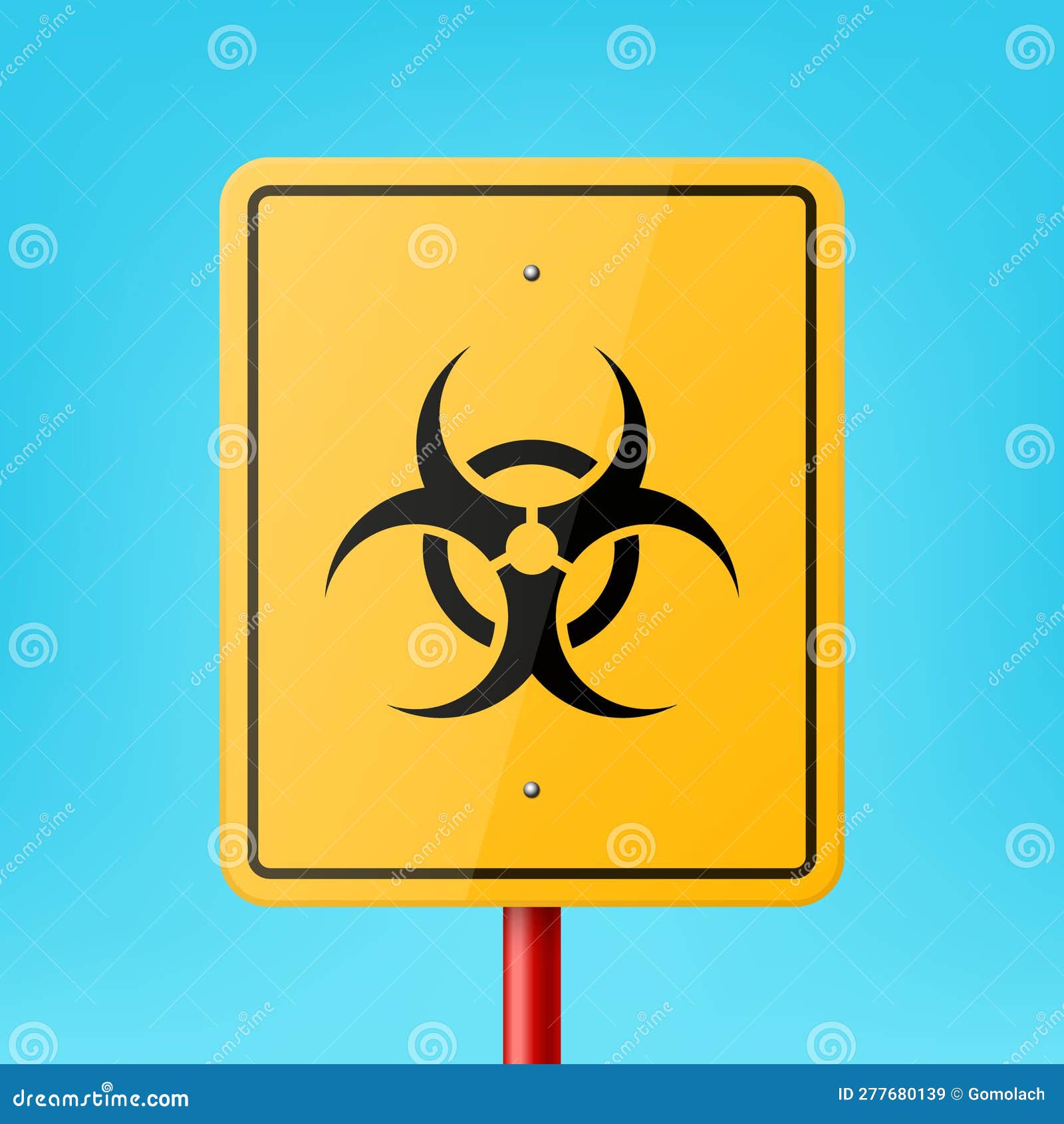 Vector Yellow Rectangular Road Sign Frame with Biohazard, Radiation ...