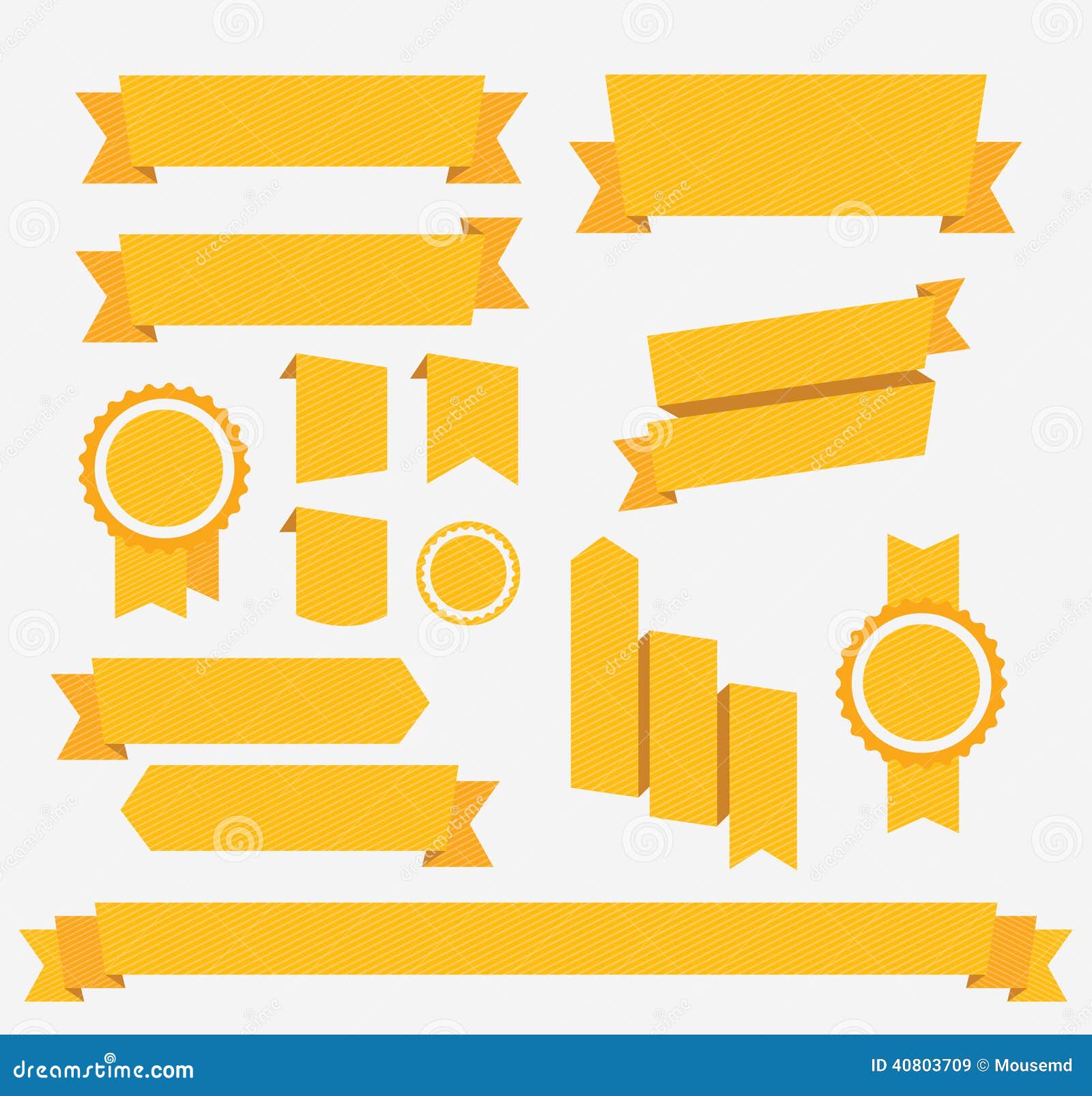 Vector Yellow Retro Ribbons Set. Elements Stock Vector - Illustration ...