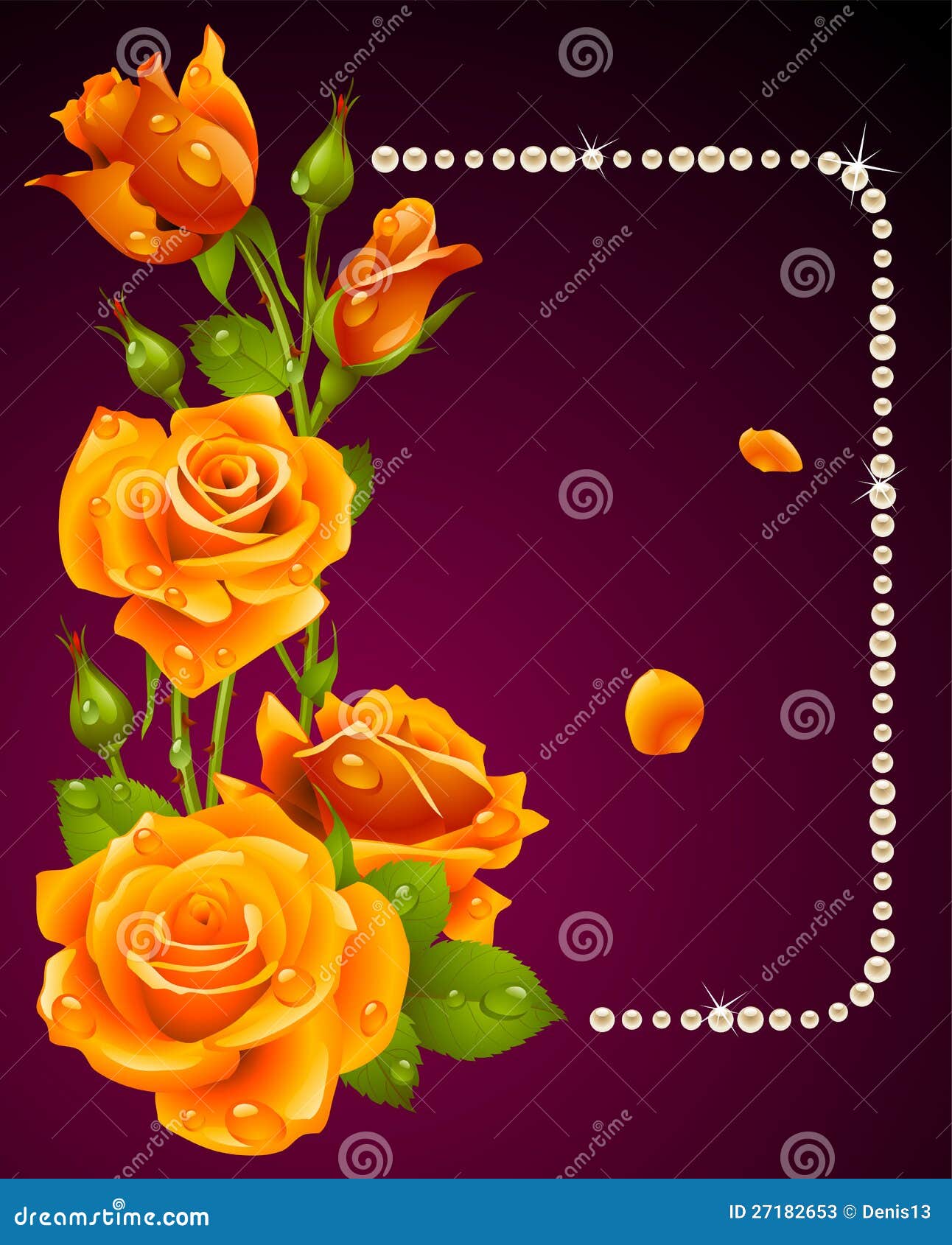 Vector Yellow Rose and Pearls Frame Stock Vector - Illustration of ...