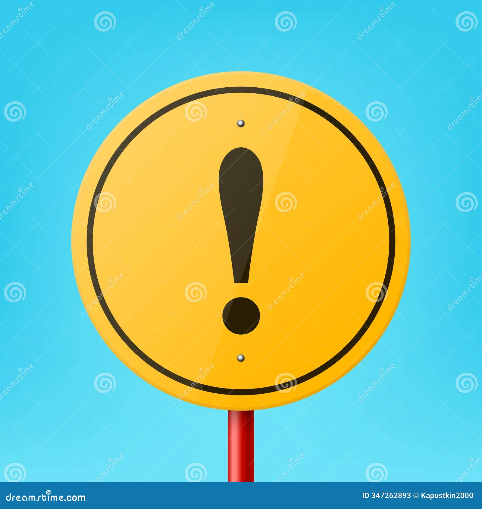 Vector Yellow Round Road Sign Frame with Exclamation Mark Sign, Icon ...