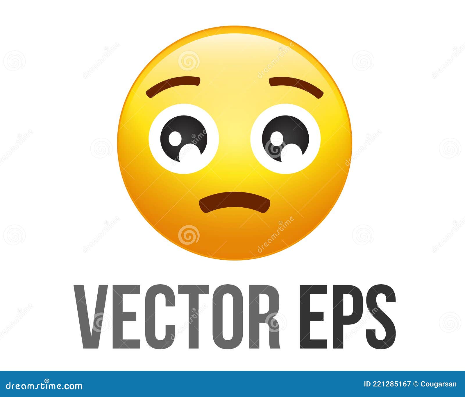 Vector Yellow Sad, Unhappy and Pity Face Icon with Pleading Begging ...